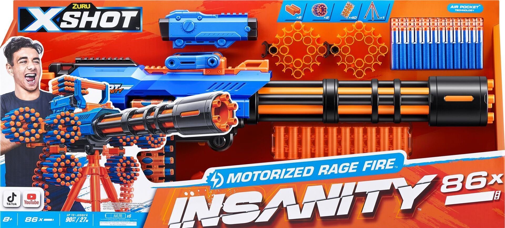 ZURU Blaster XS Insanity Blaster Rage Fire Gatlin rot
