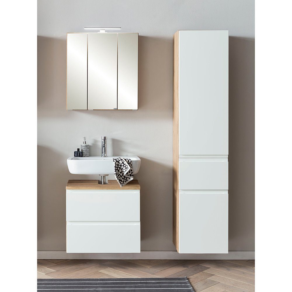 Lomadox Badmöbel Set Vasto 03 White Spar Set 3 St