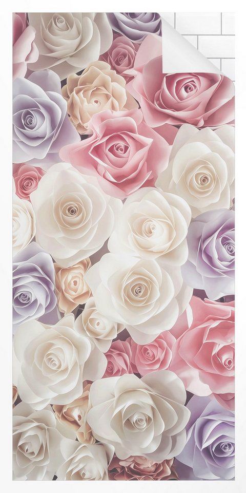 Bilderdepot24 Badrückwand Fliesen Blumen Pastell Duschrückwand Ohne