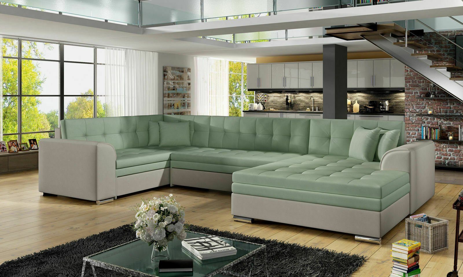 JVmoebel Ecksofa Design Ecksofa Schlafsofa Bettfunktion Couch Leder ...