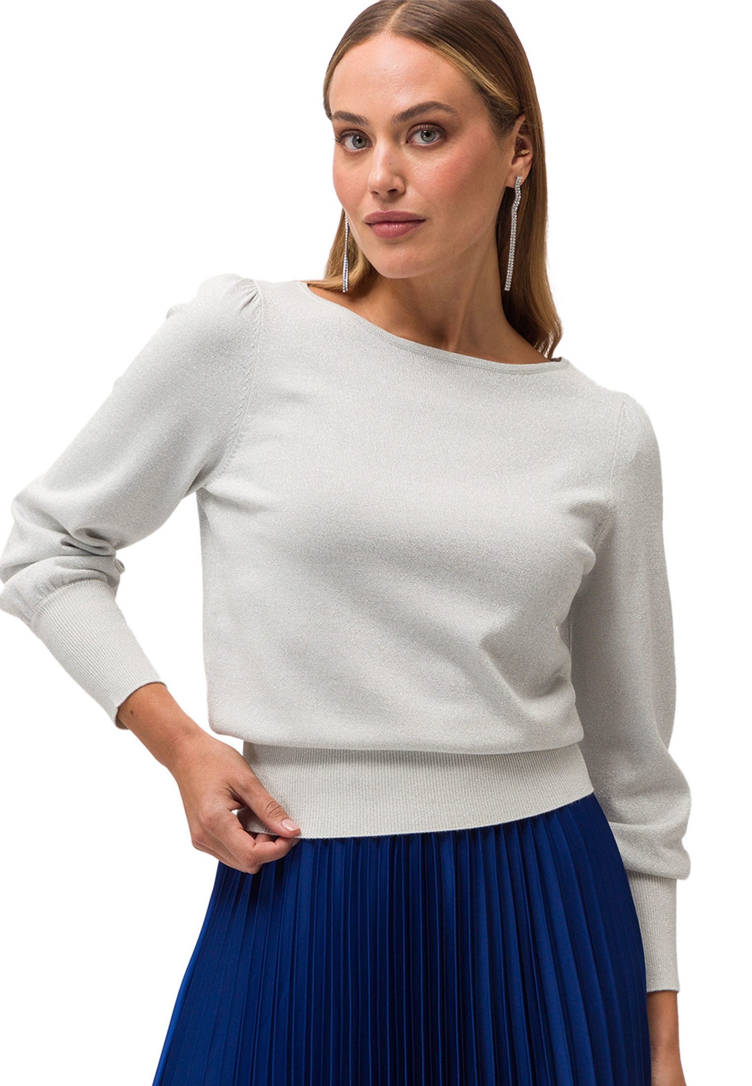 Zero Strickpullover zero Pullover mit Glitzerfaden (1-tlg) drapiert ...