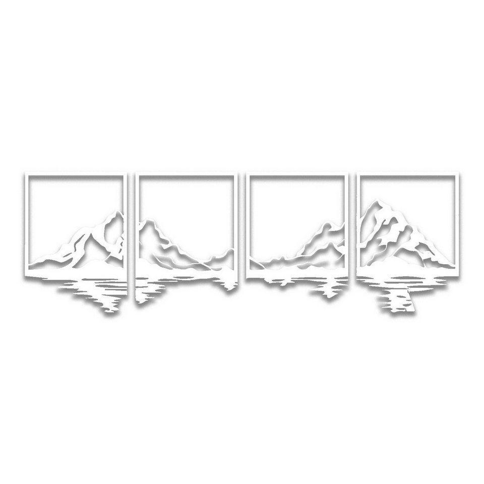 Jumpeak Wanddekoobjekt 4x Berg Metall Wanddekoration Fluss Reflexion