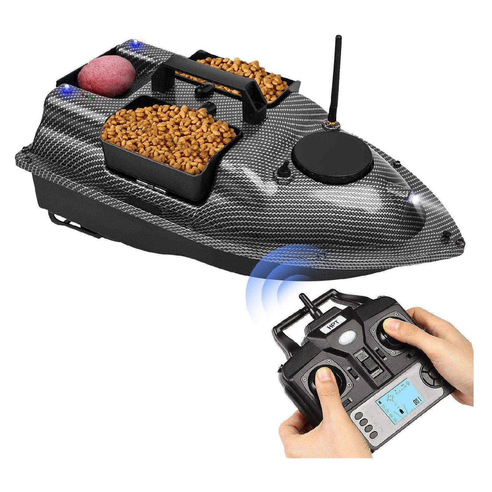 Tidyard RC-Boot GPS Fischerköderboot,3 Köderbehälter,500M,5200mAh,4,4 ...