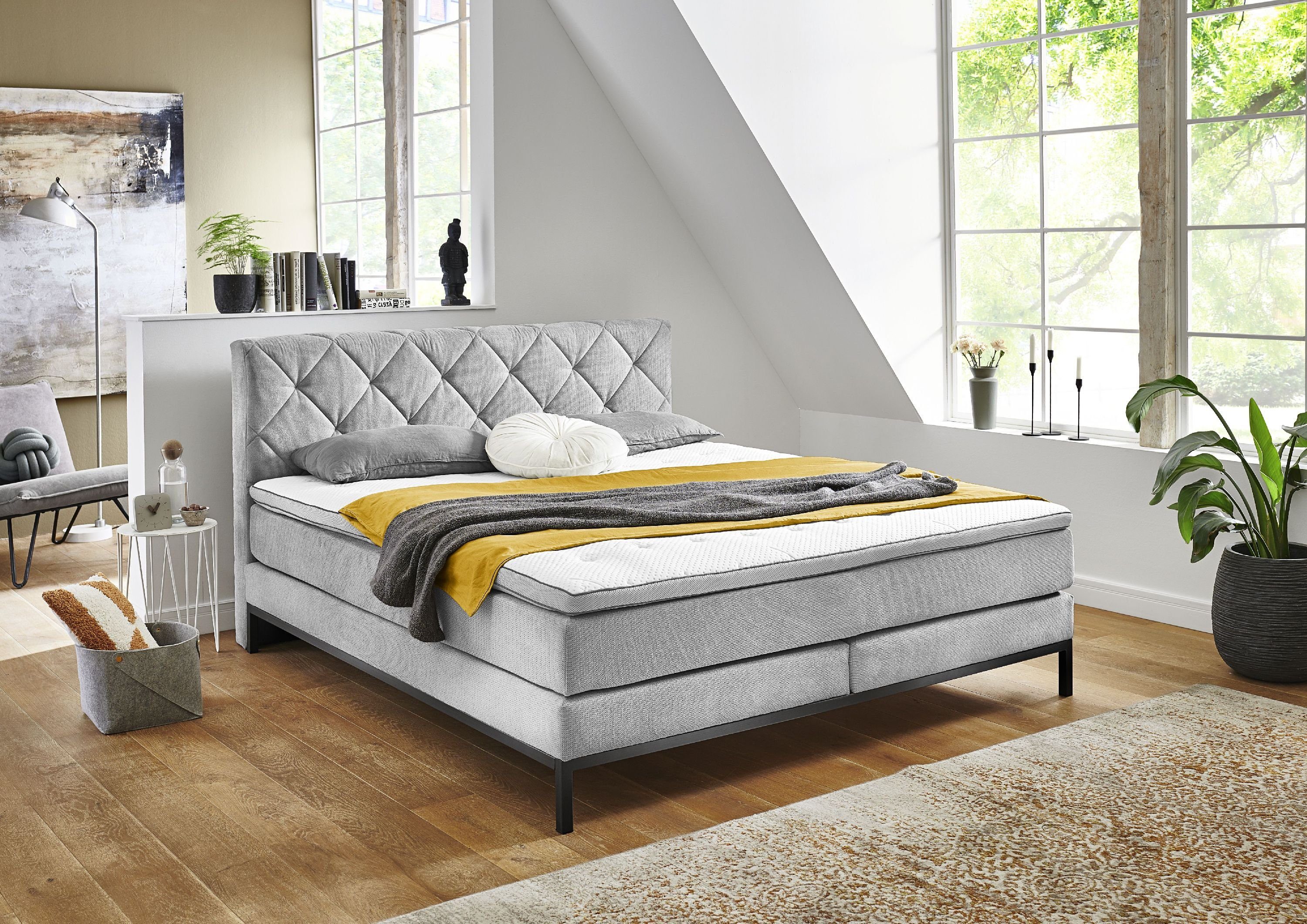 HARPER Boxspringbett Boxspringbett HARPER SYDNEY grau Box-Spring-Bett ...
