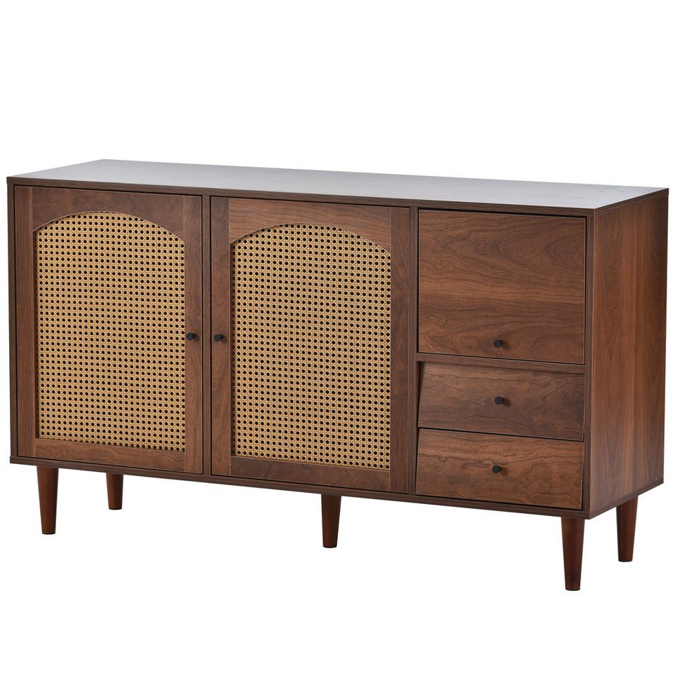 Mc Star Sideboard Sideboard Mit Rattan Einsatz Breite 130 Cm Mit Drei