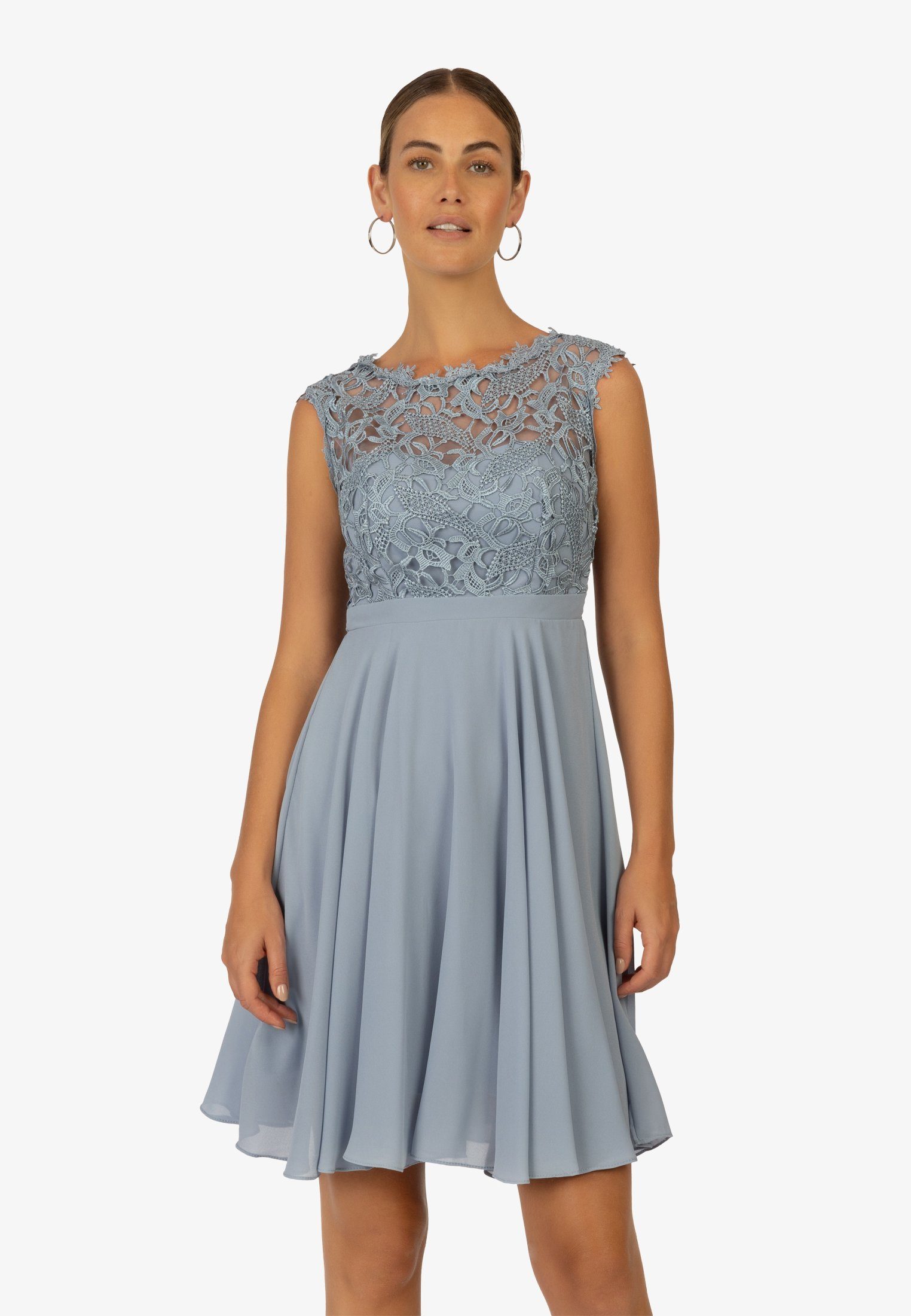 Kraimod Cocktailkleid aus Chiffon, Ausgestellte Form, ärmellos, runder ...