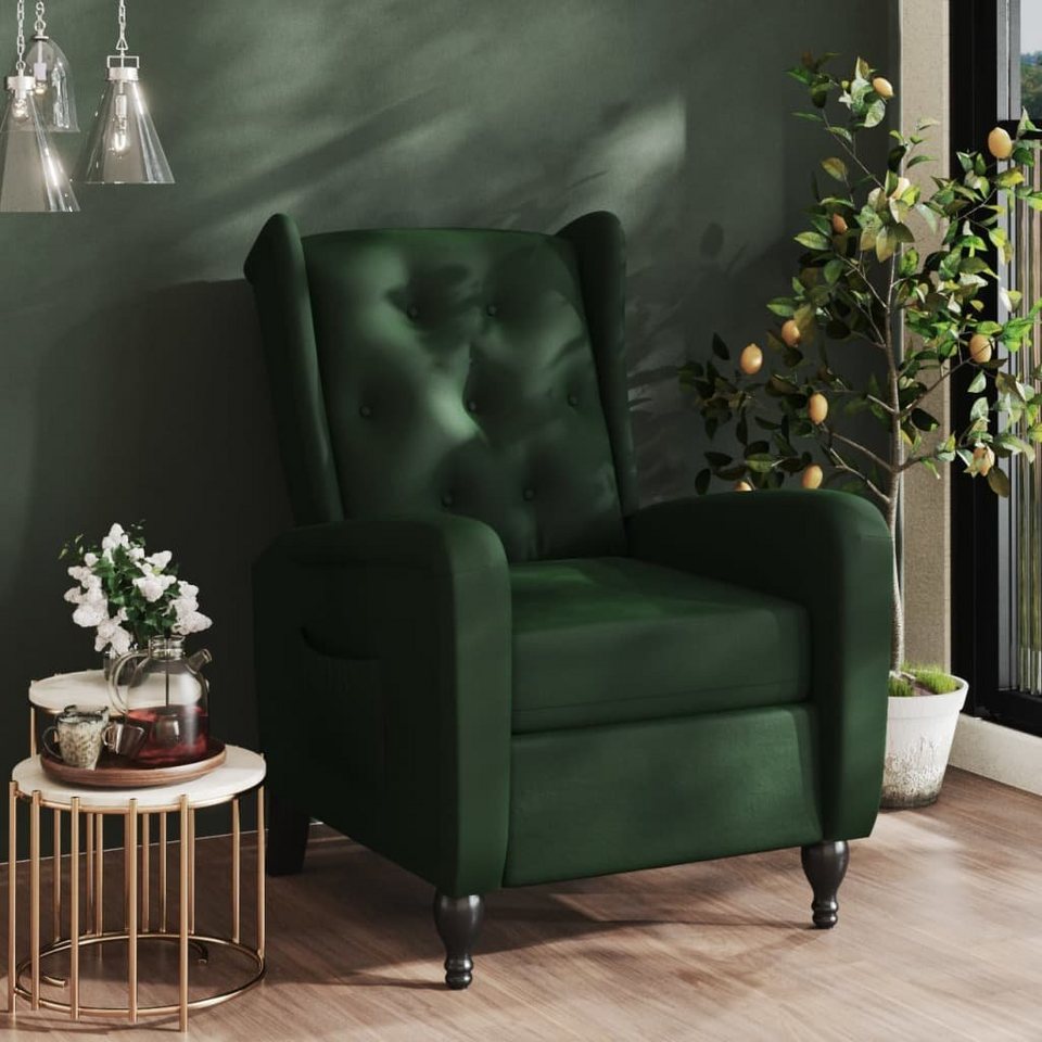 Furnicato Sessel Relaxsessel Dunkelgrün Samt