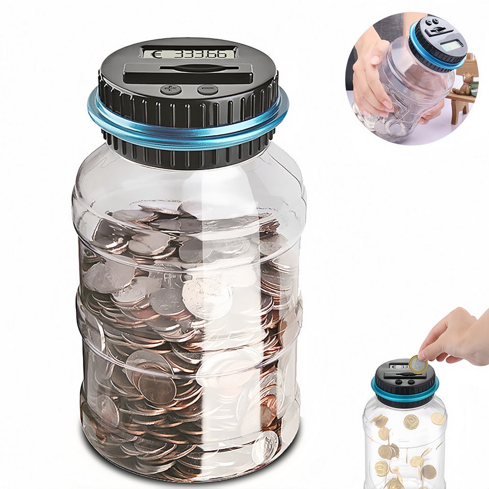 Blingbin Spardose Digitale Spardose Mit Zähler 18l Münzzähler Lcd