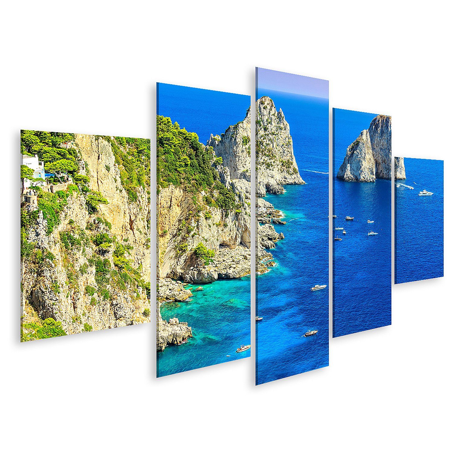 islandburner Leinwandbild Bild auf Leinwand Faraglioni Cliffs Panorama und das majestätische Tyr