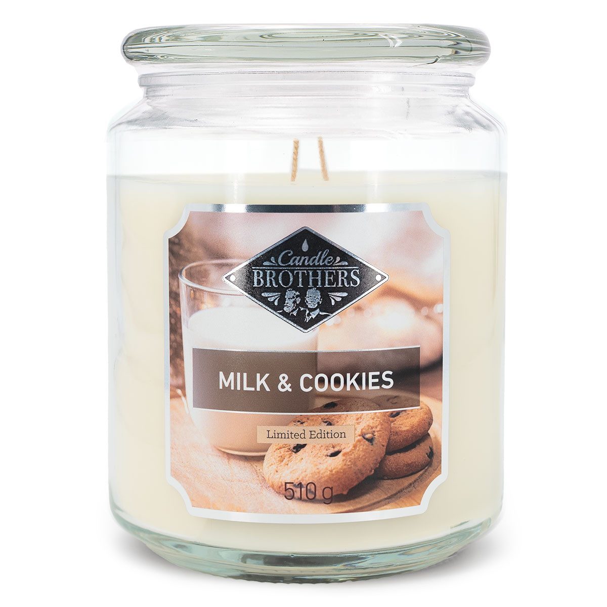 Candle BROTHERS Duftkerze Milk & Cookies - 510g (1-tlg), Brenndauer 100 Stunden, Duftkerze Süß ...