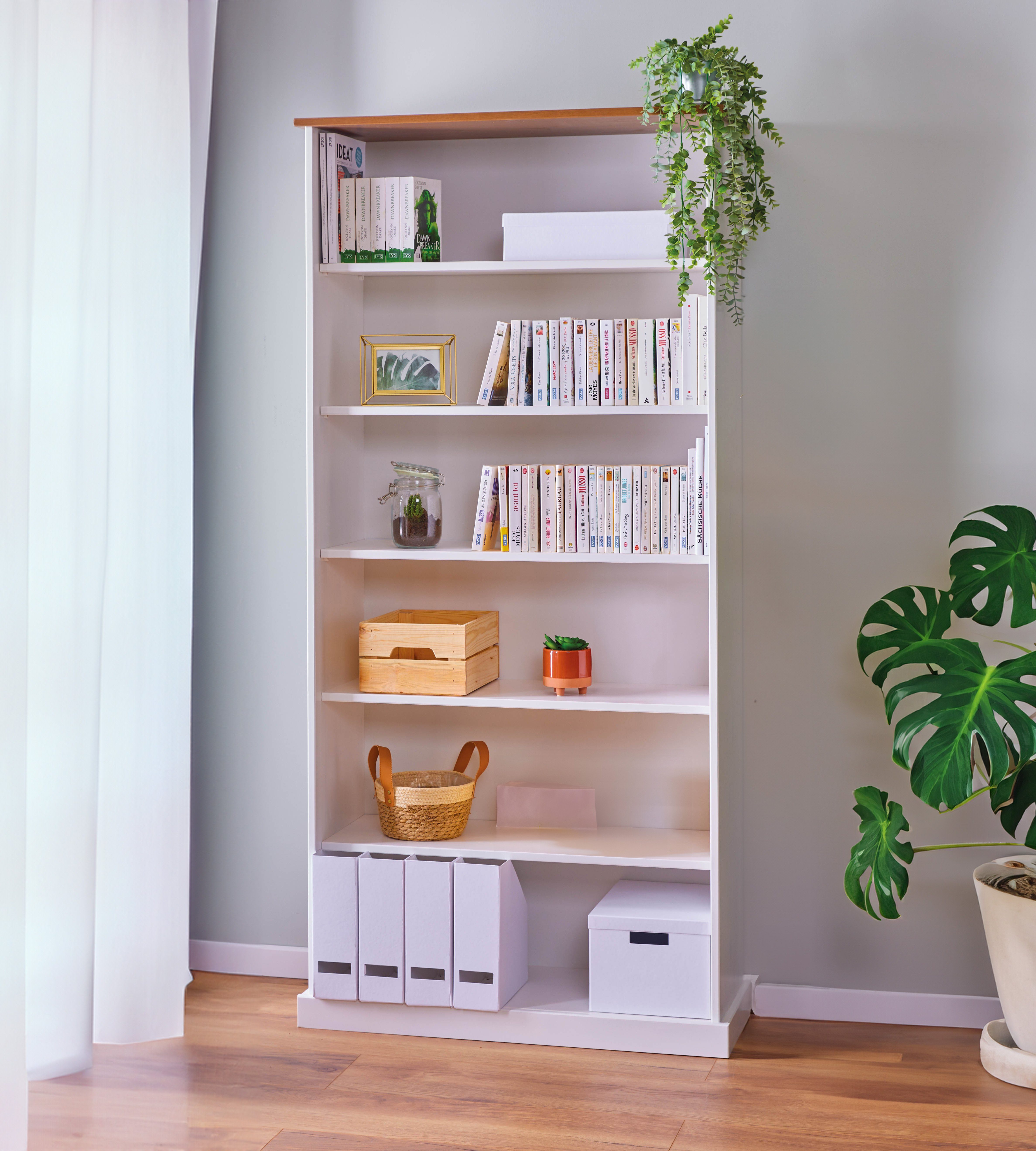 Inter Link Standregal Westerland WL 5, Bücherregal aus Massivholz, viel Stauraum, weiß lackiert ...