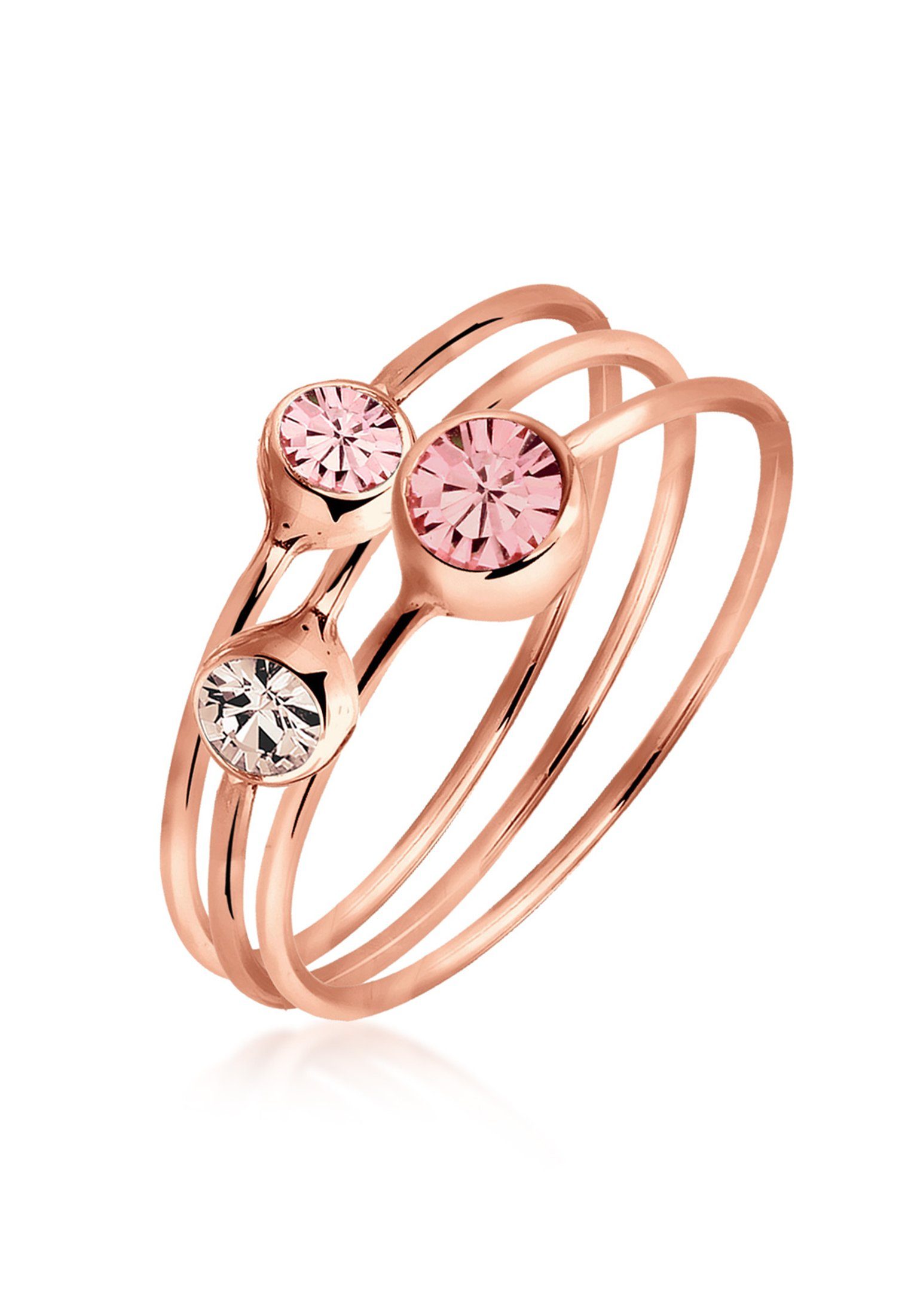 Elli Ring Set Set Kristalle Rosé Vergoldet