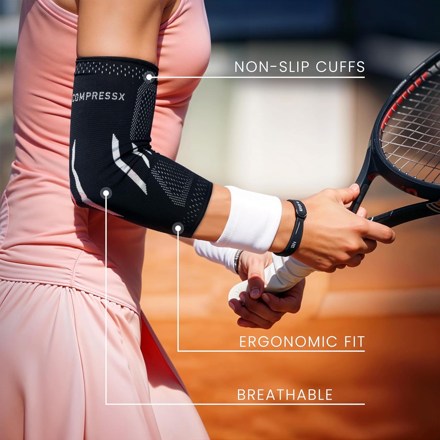 COMPRESS PRO Armbandage Elbow Support Compression Sleeve for Tennis ...