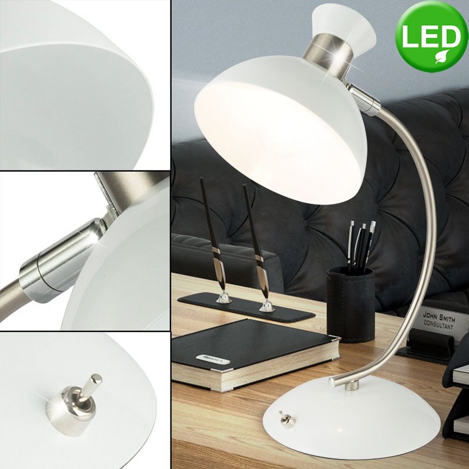 Etc Shop Tischleuchte Led Retro Tisch Lampen Weiß Wohn Arbeits Zimmer