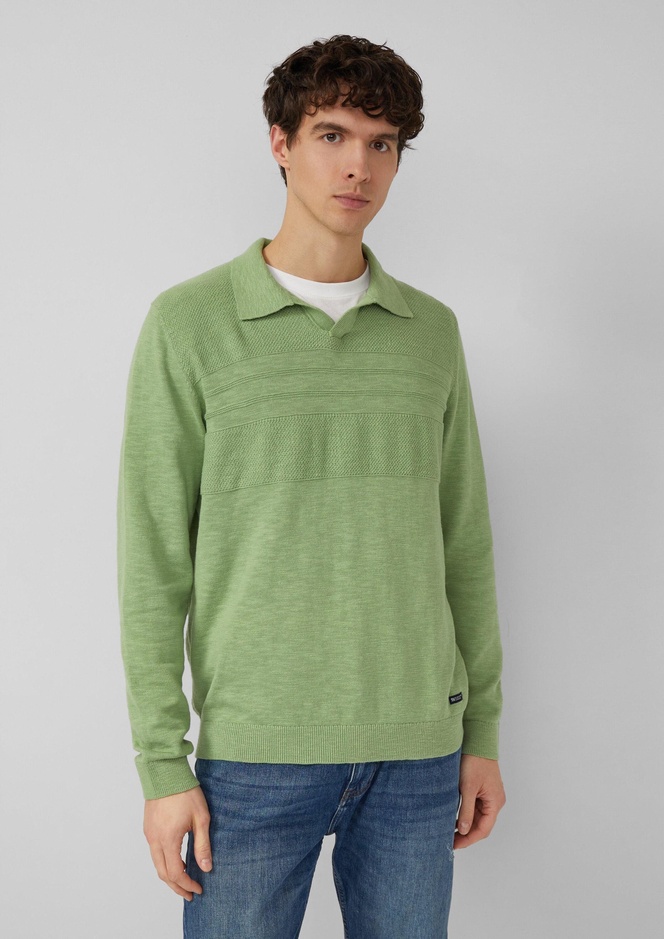 s.Oliver Longpullover Strickpullover Strick-Polo aus Baumwolle mit ...