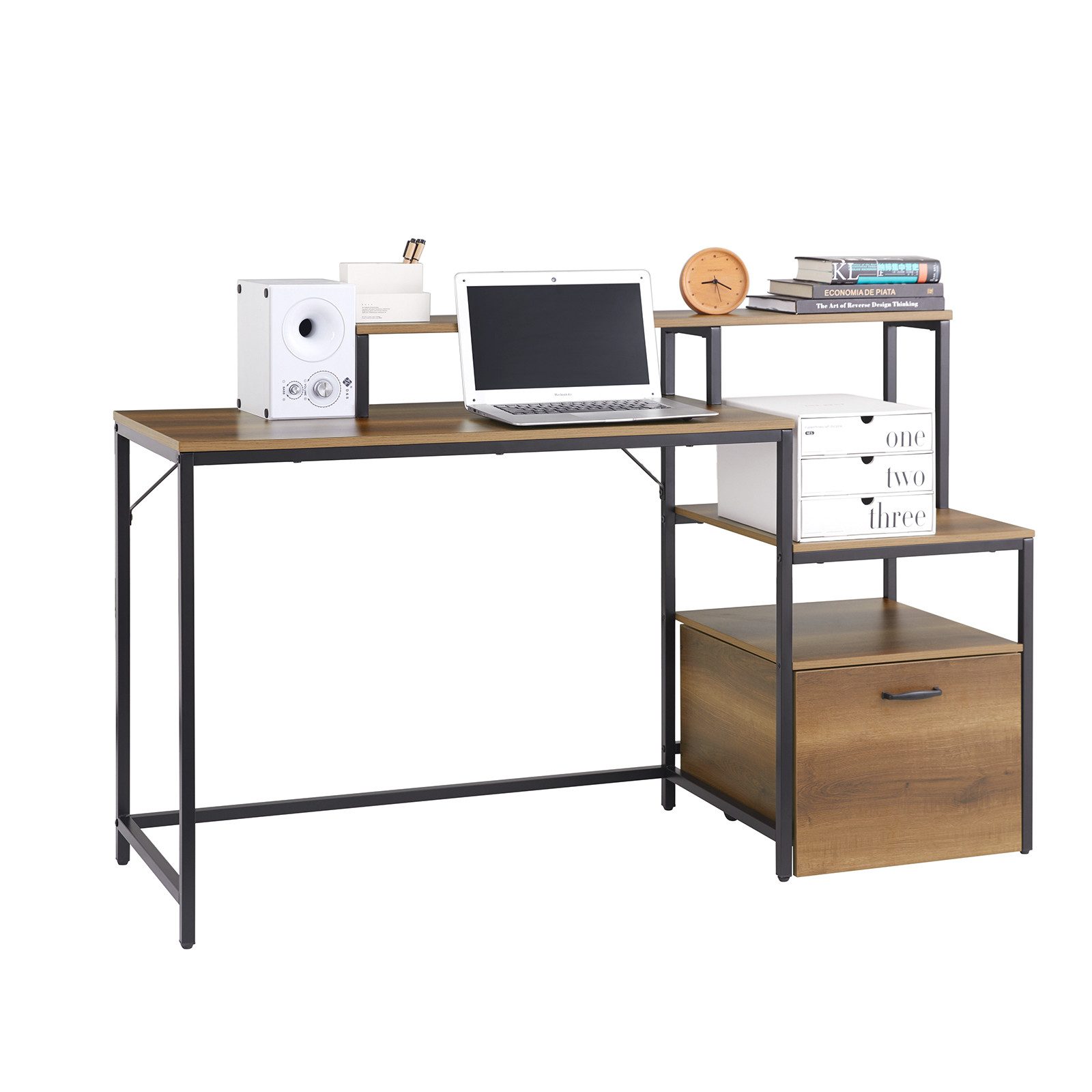 Sobuy Schreibtisch Fwt103 Arbeitstisch Mit 3 Ablagen Computertisch