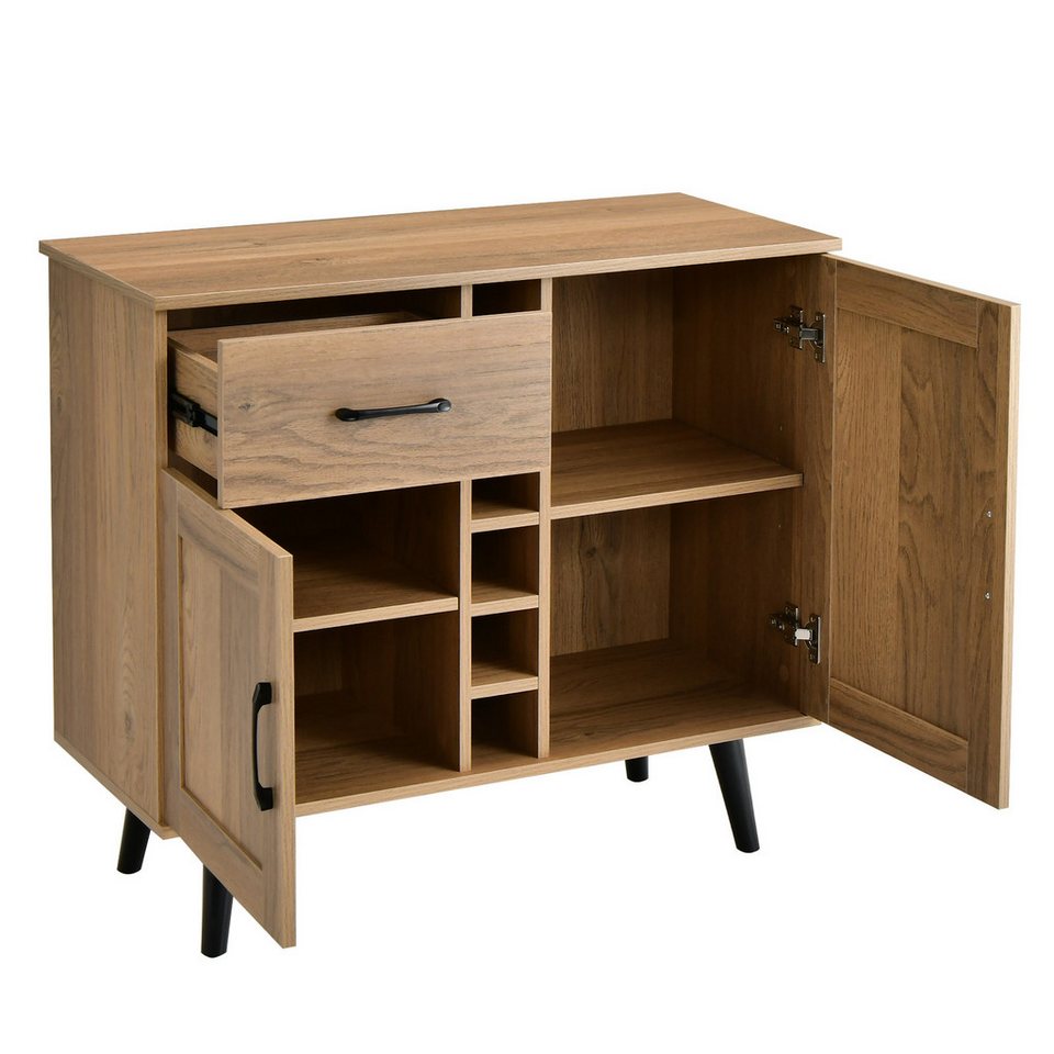 Costway Sideboard Mit Weinregal Türenandschubladenlandhausstil90x40x79cm