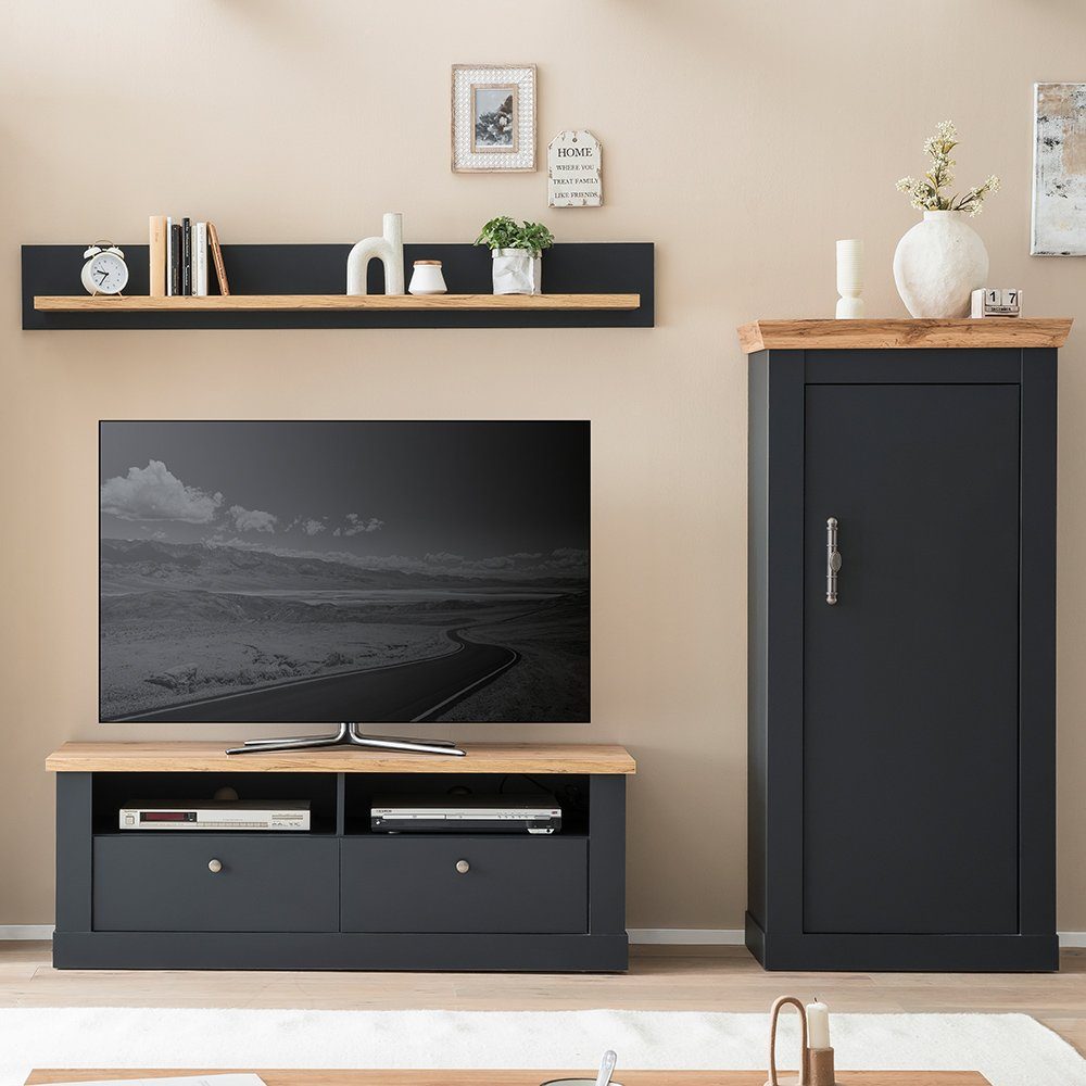 Lomadox Wohnwand Cesena 61 3 St 3 Tlg Set 3 Tlg In Anthrazit Mit