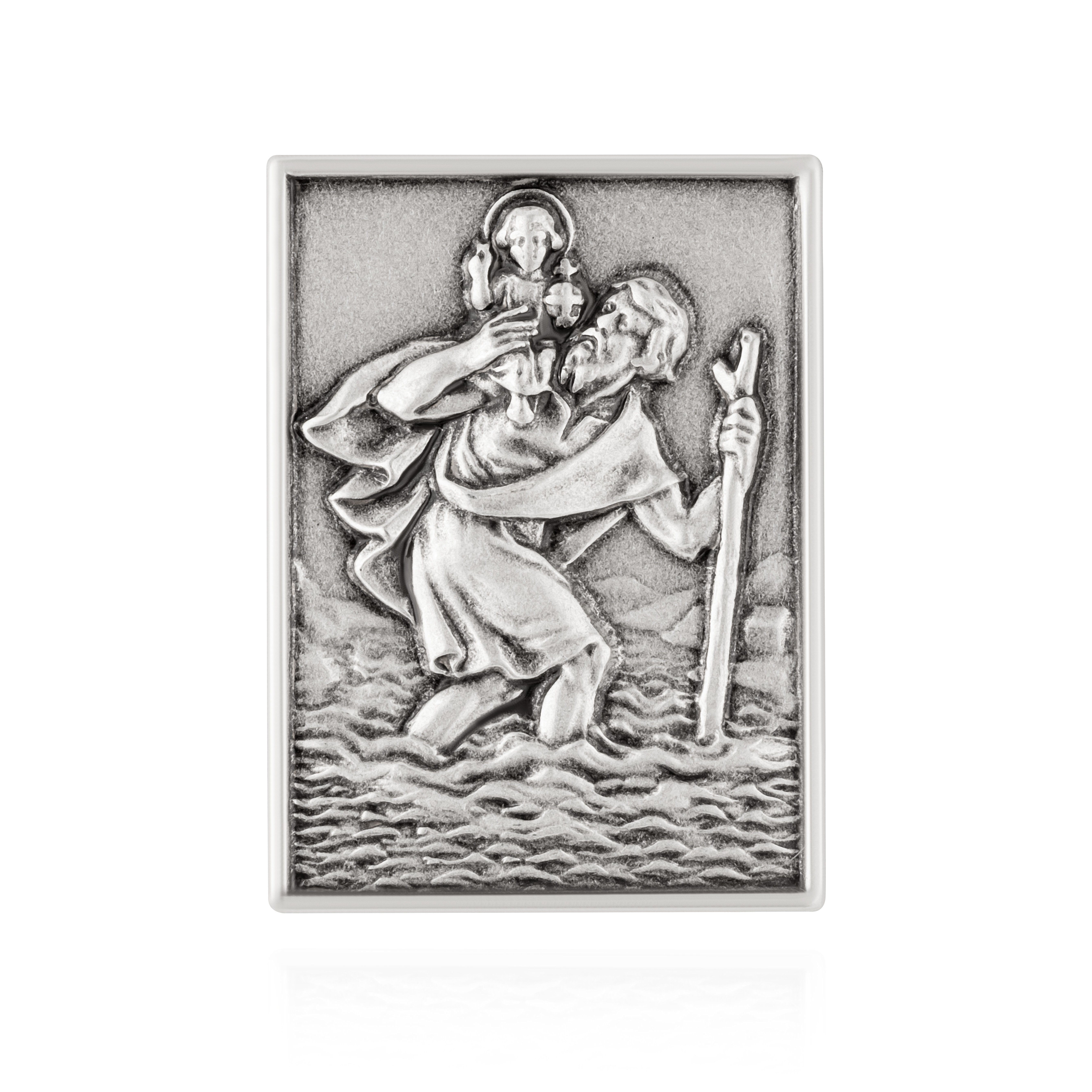 NKlaus Aufkleber Autoplakette Christophorus rechteckig 3,4cm detail, Magnetisch oder Selbstklebend