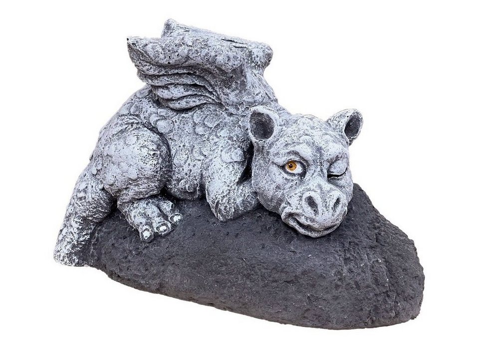 Stone And Style Gartenfigur Steinfigur Schlummerdrache Drache Frostfest