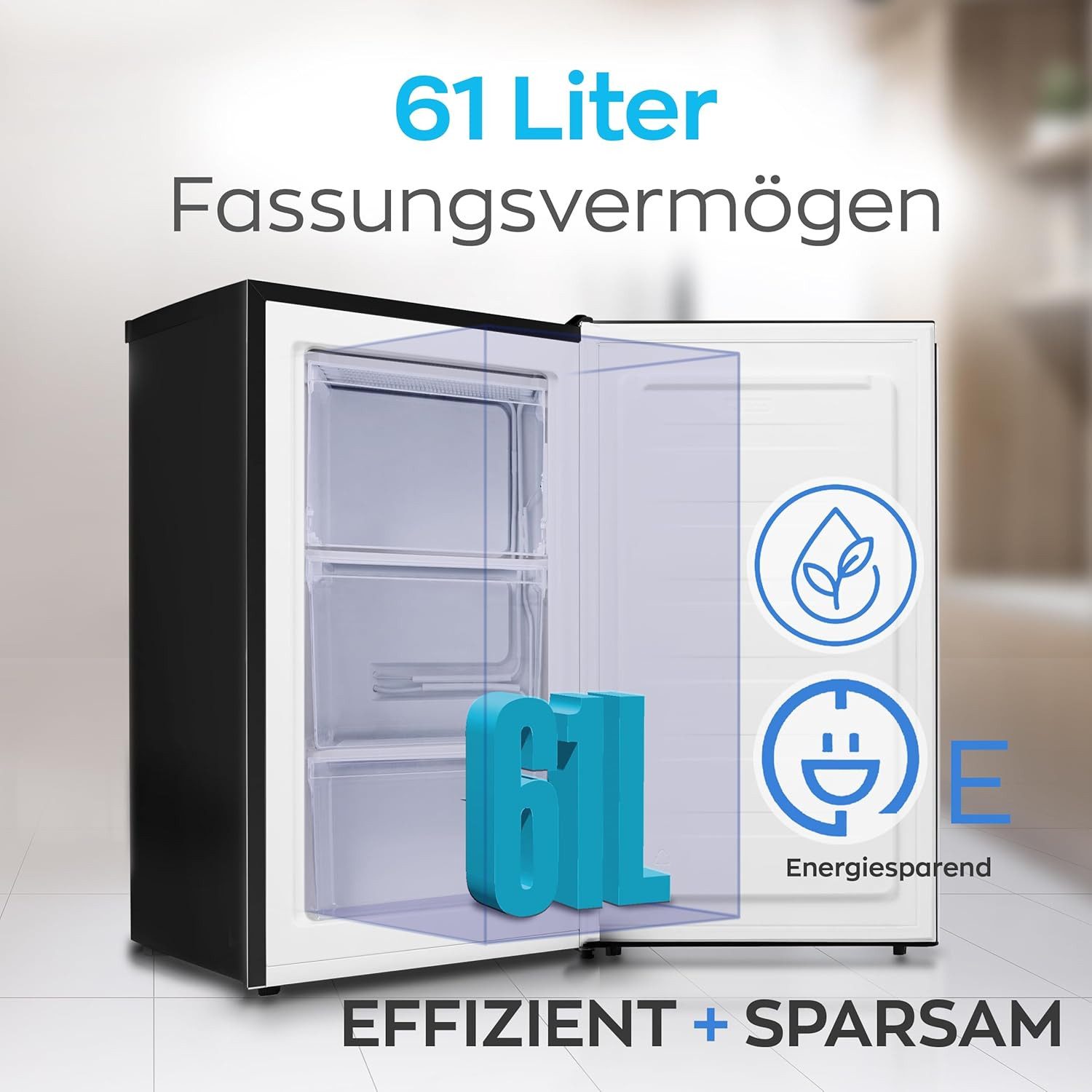 Heinrich´s Gefrierschrank HGS 4089 SW, 47.5 cm breit, 61Liter -18°C ...