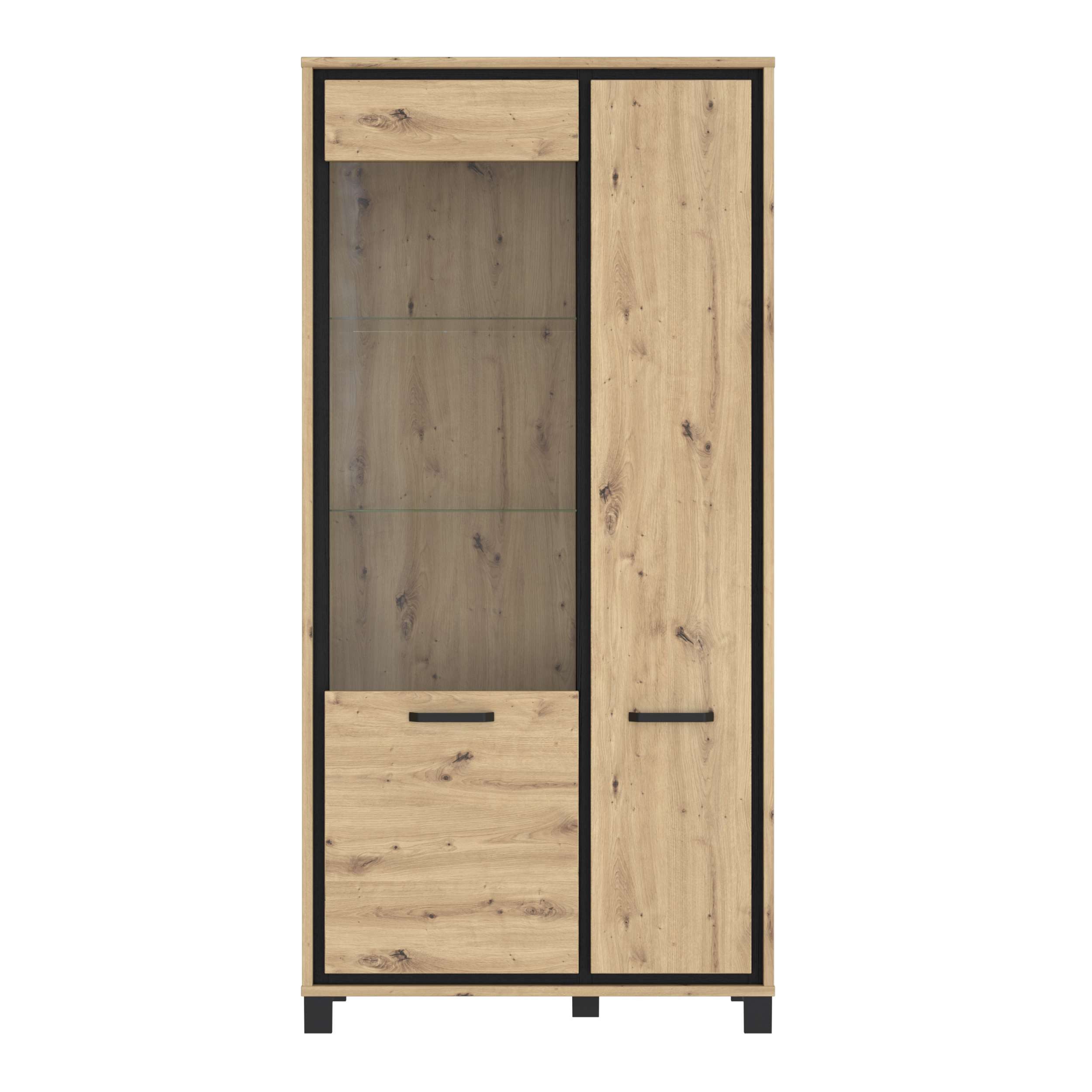 99rooms Vitrine Teo Standvitrine Wohnmöbel 2 Türig Mit Glaseinsatz