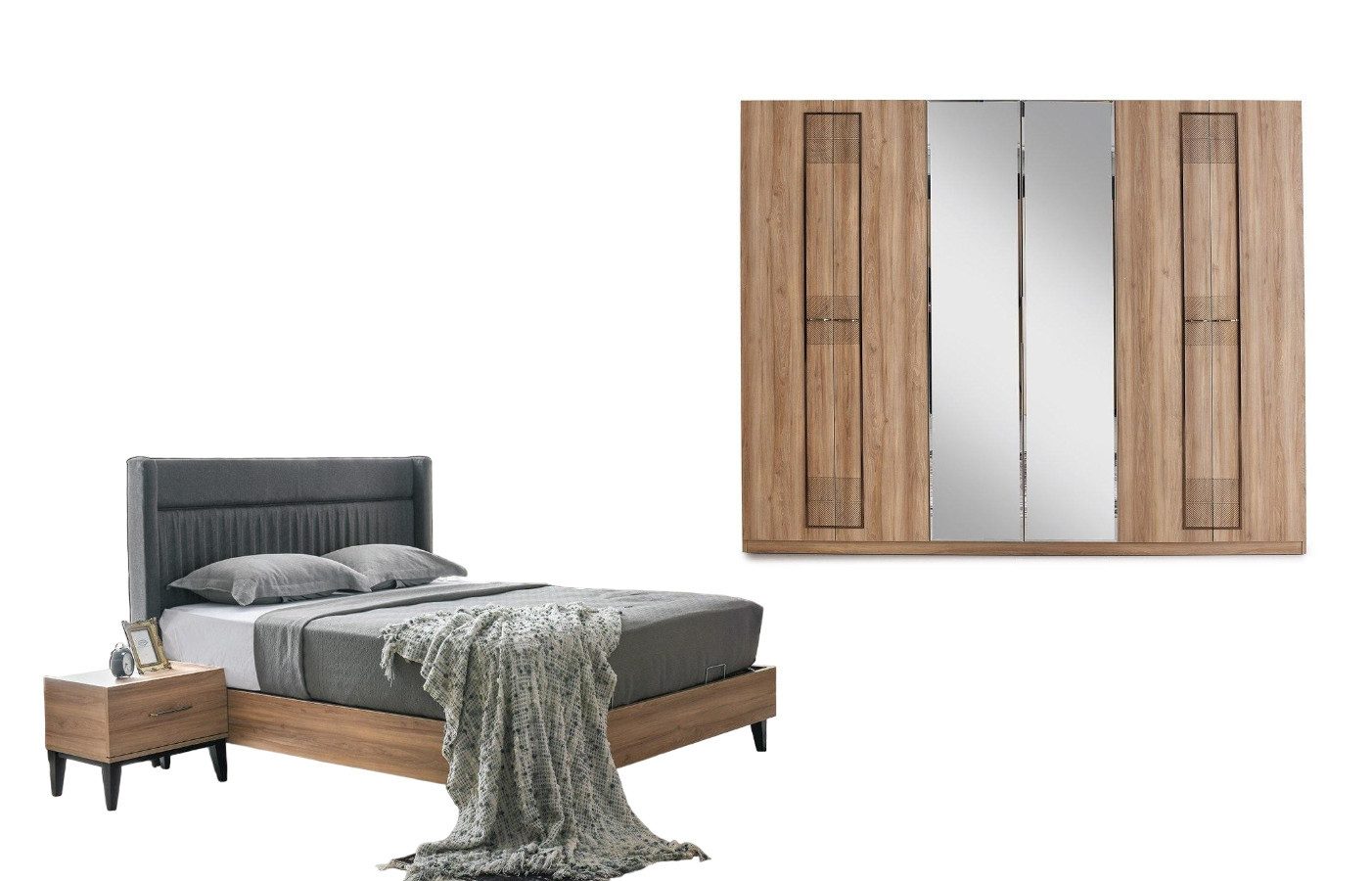Jvmoebel Schlafzimmer Set Garnitur Schlafzimmer Doppelbett Nachttische