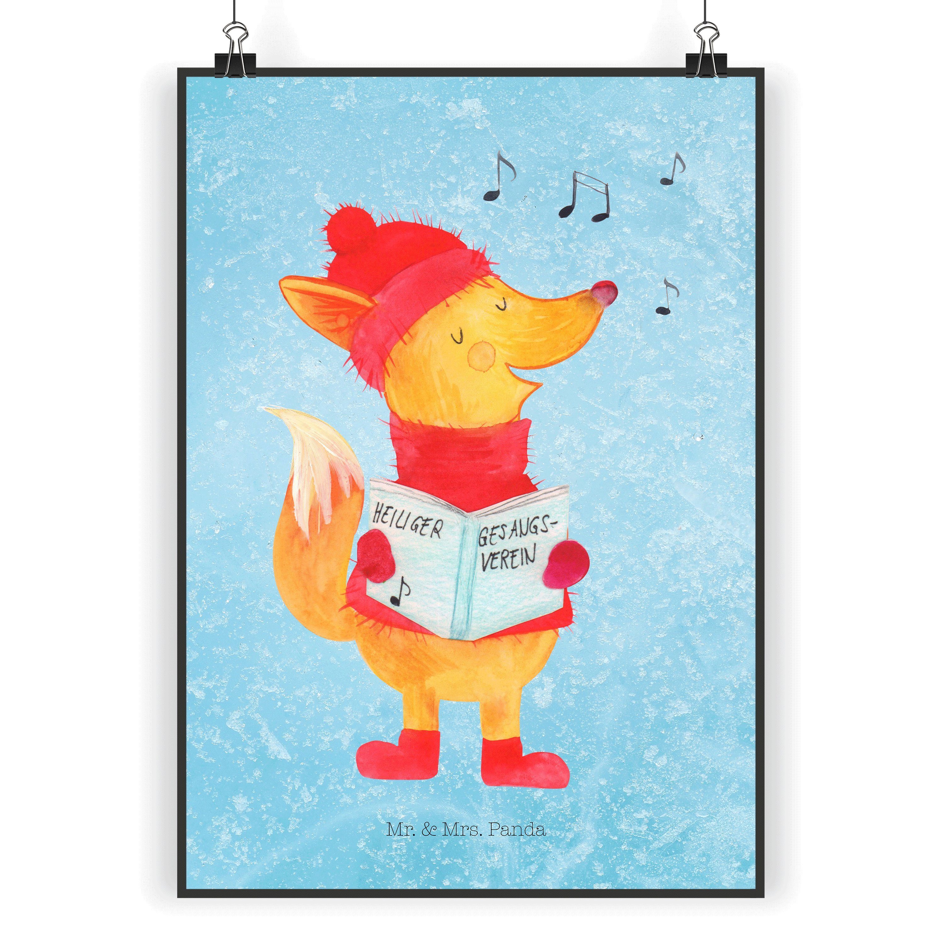 Mr. & Mrs. Panda Poster DIN A5 Fuchs Sänger - Eisblau - Geschenk, Poster, Advent, Bild, Wandd ...
