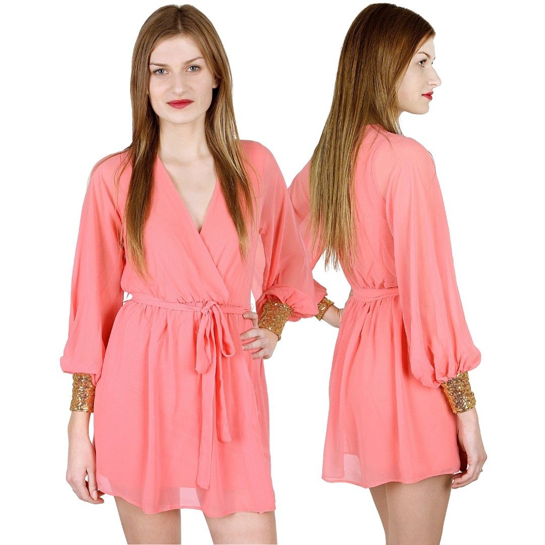Sarciaeu Minikleid John Zack Korallfarbenes Minikleidtunika Aus