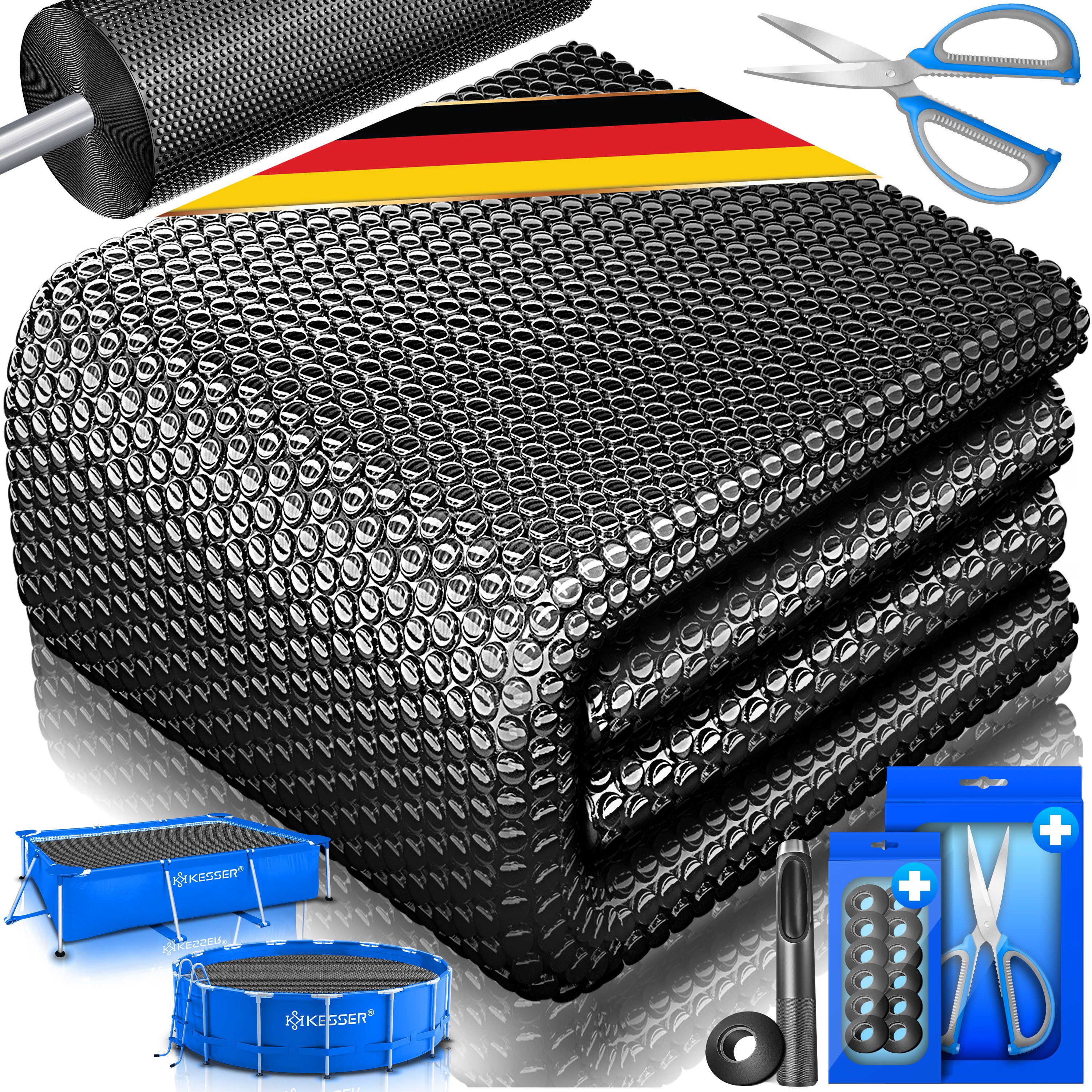 KESSER Solarabdeckplane Pool Solarfolie 400 µm Solarplane, Poolabdeckung zum zuschneiden ...