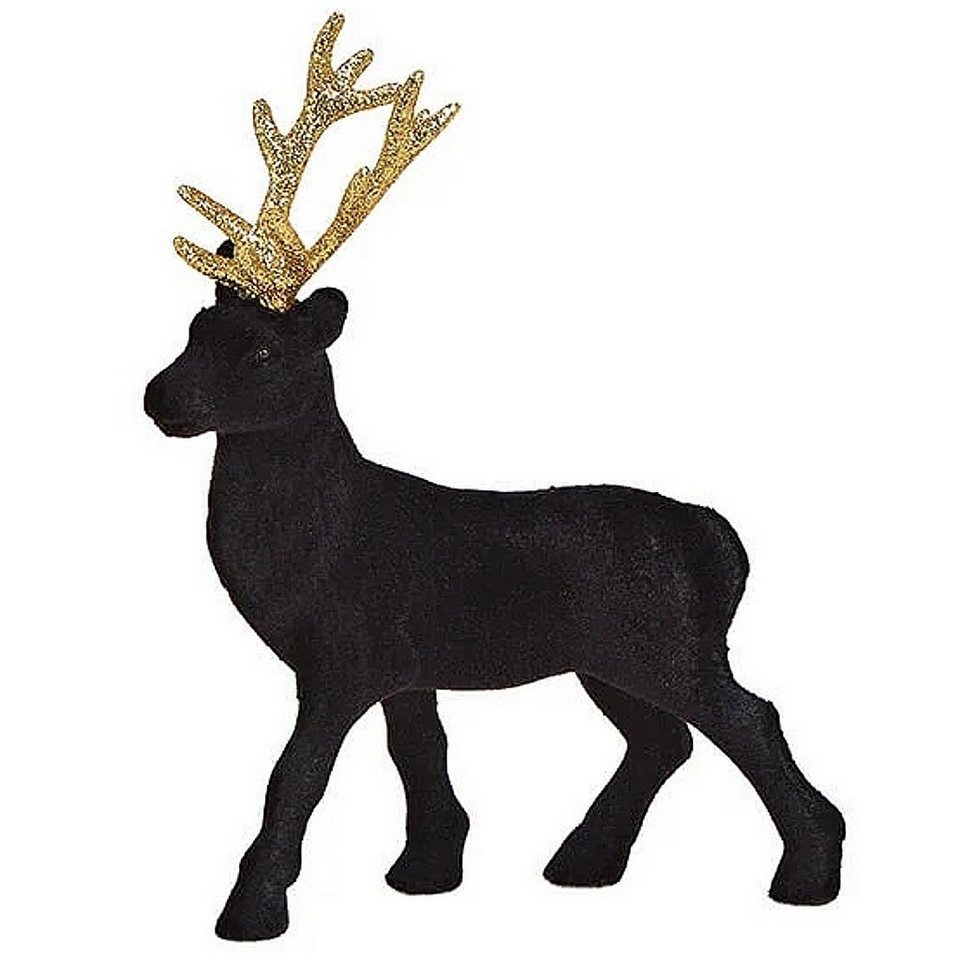 Macosa Home Weihnachtsfigur, Deko Hirsch stehend in schwarz Gold ... Macosa Home Weihnachtsfigur, Deko Hirsch stehend in schwarz Gold ...