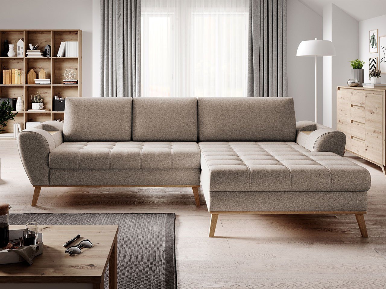 MIRJAN24 Ecksofa Nubo, mit Schlaffunktion und Bettkasten, Ausziehbar ...