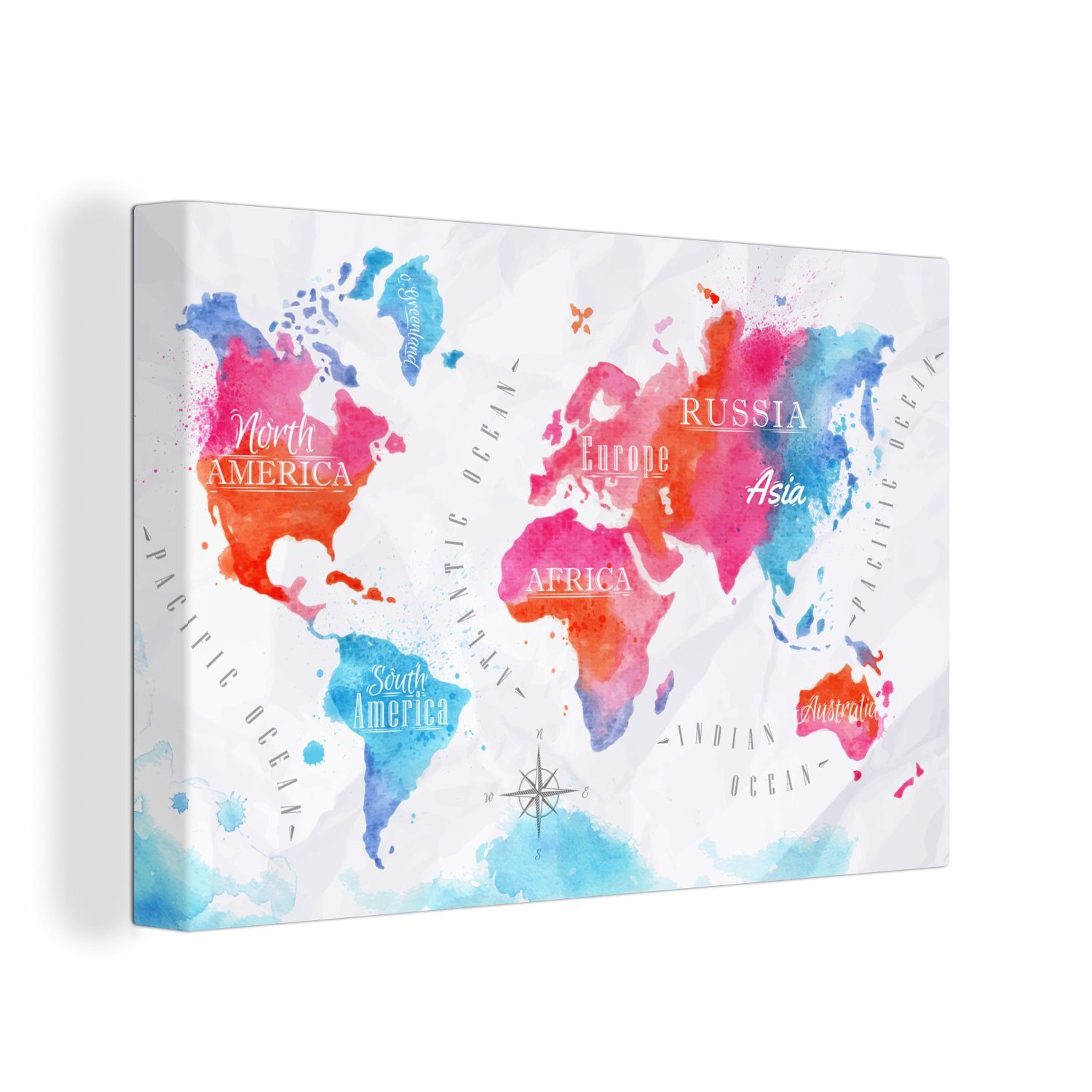 Onemillioncanvasses® Leinwandbild Farben Karte Windrose 1 St