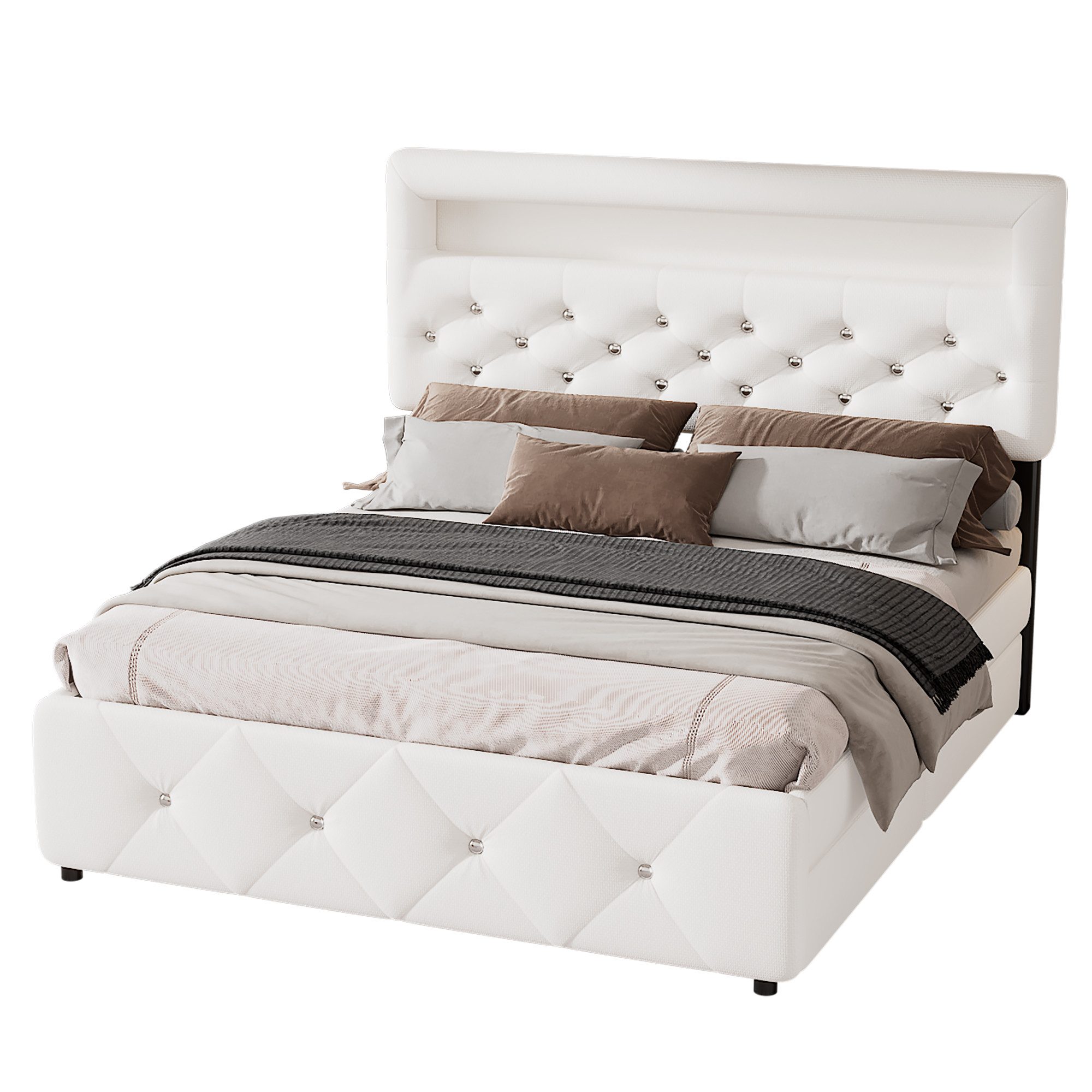 Redom Polsterbett Podestbett Mit Bettauszug Und 2 Schubladen