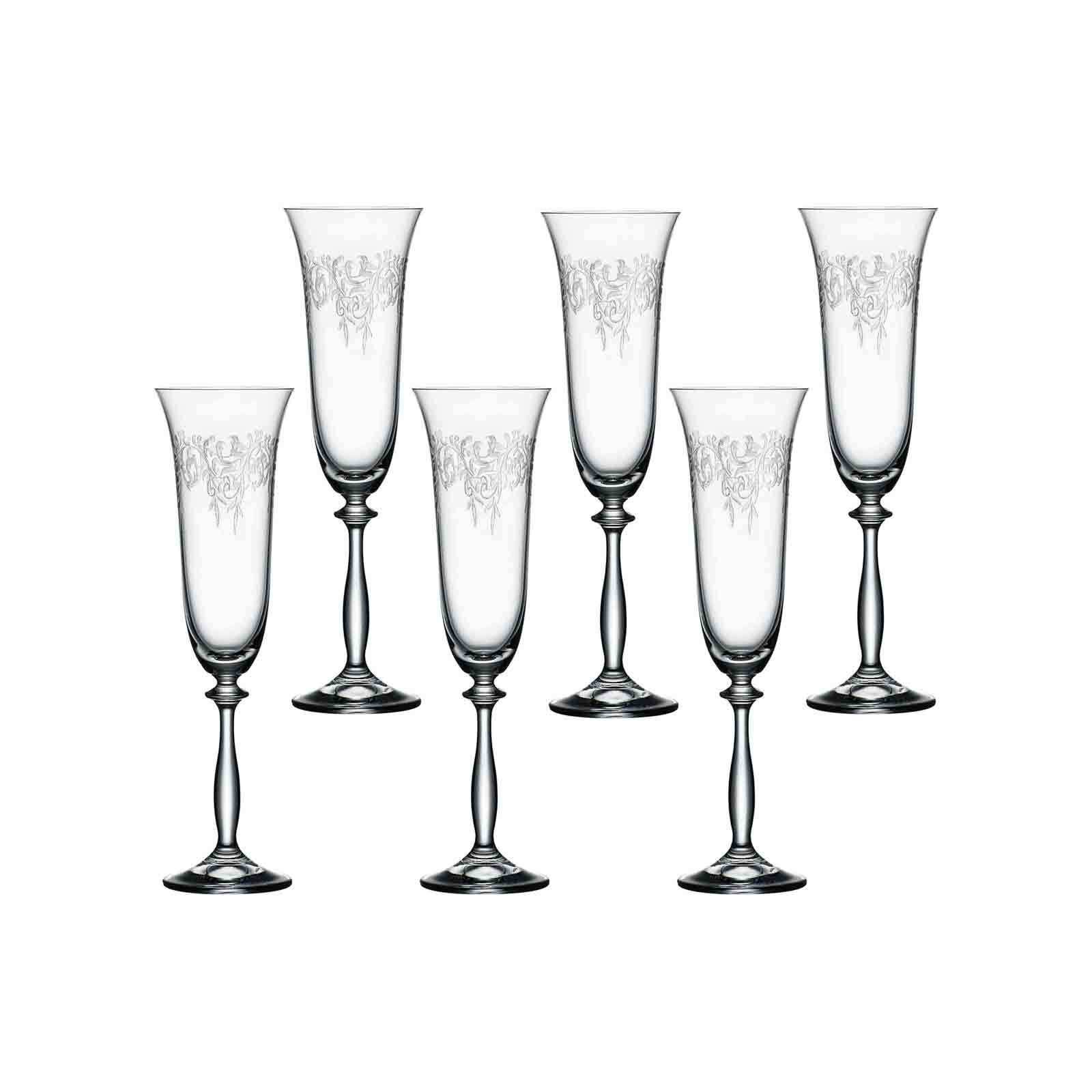 Bohemia Selection Sektglas Romance Sektgläser 190 Ml 6er Set Glas