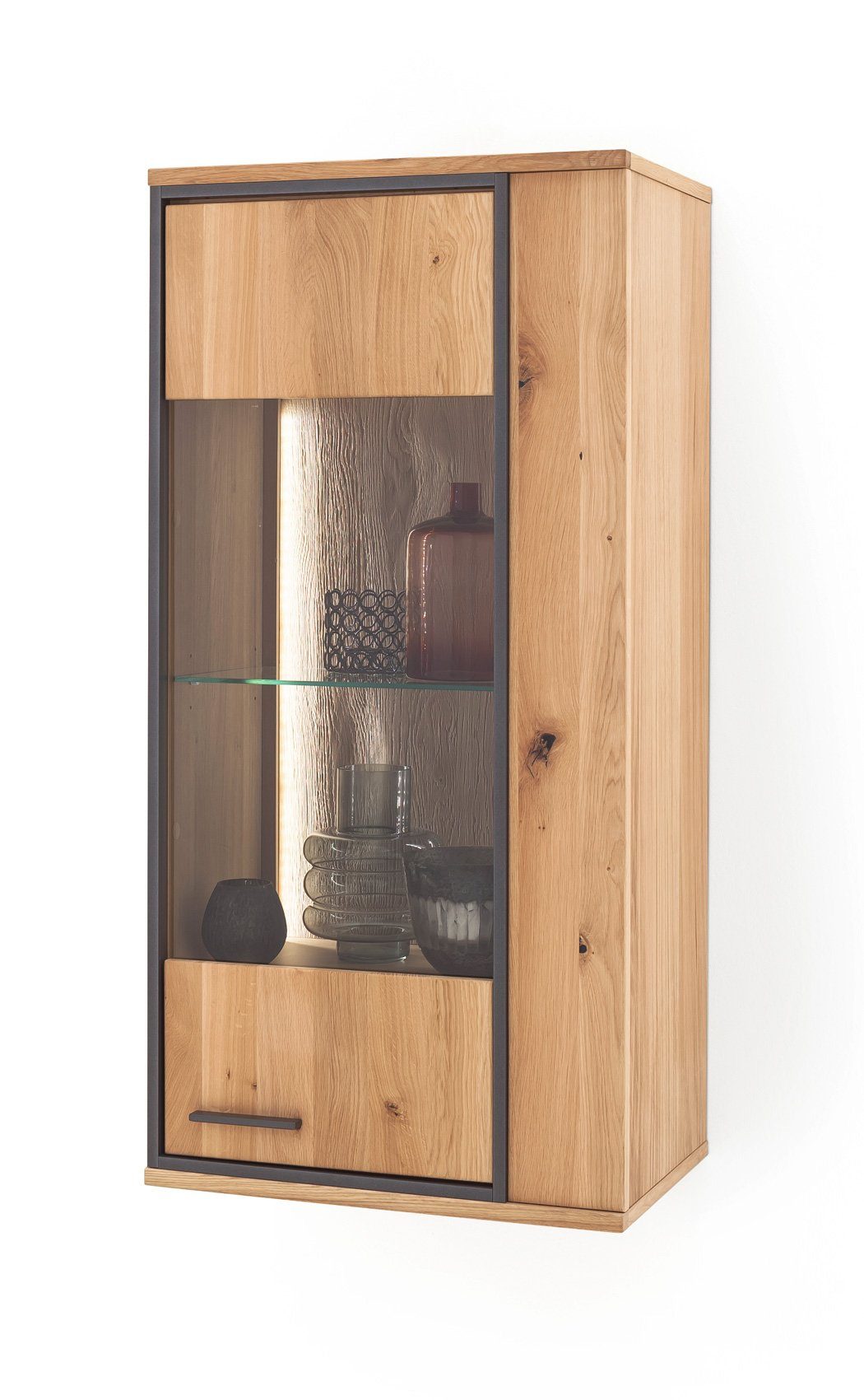 Expendio Vitrine Conor 8 Asteiche Bianco Teilmassiv 60x123x37 Cm