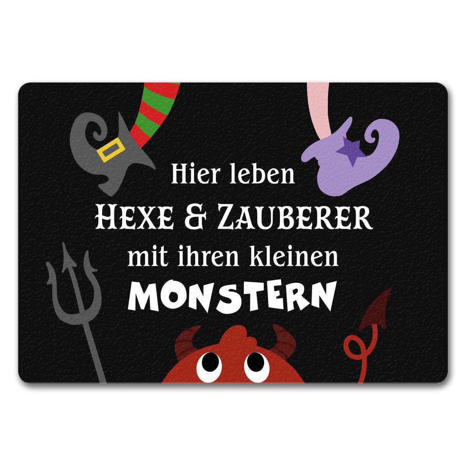Fußmatte Monster Fußmatte In 35x50 Cm Ohne Rand Mit Spruch Hier Leben