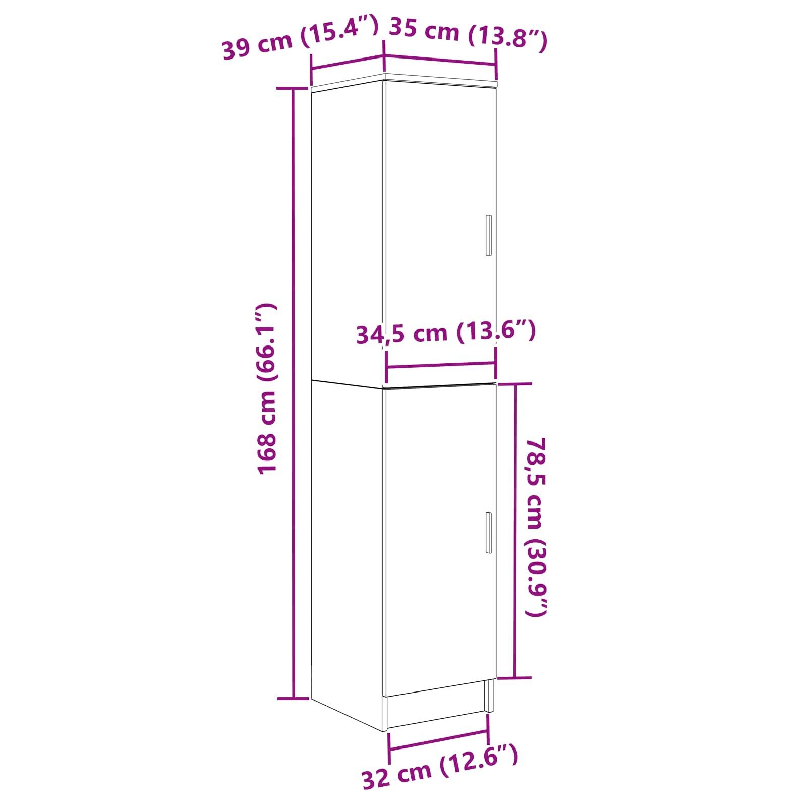 vidaXL Highboard Sonoma-Eiche 35 x 39 x 168 cm (1 St), Hochkommode