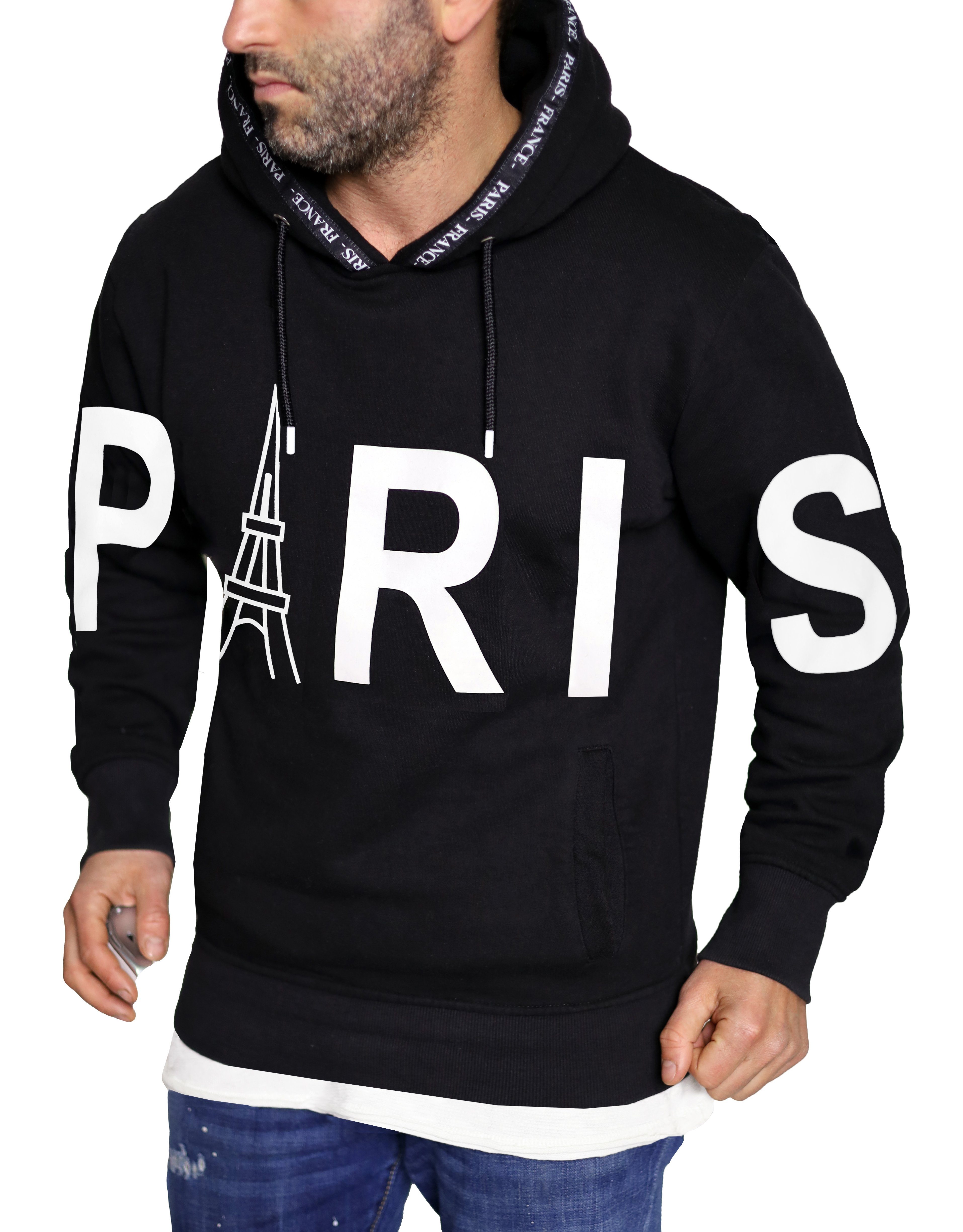 RMK Kapuzenpullover Herren Hoodie Pullover mit Kapuze Pulli Frankreich Paris mit Taschen