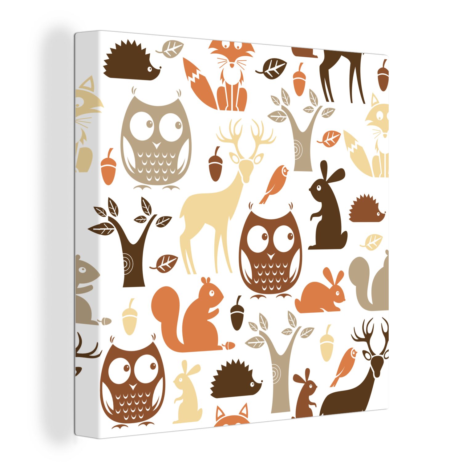 Onemillioncanvasses® Leinwandbild Waldtiere Muster Erdtöne 1 St