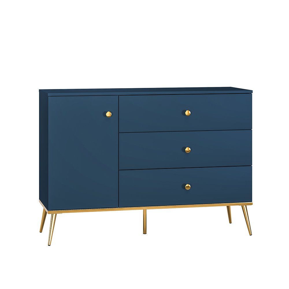 Lomadox Sideboard Montpellier 131 In Dunkelblau Mit 1 Tür Und 3