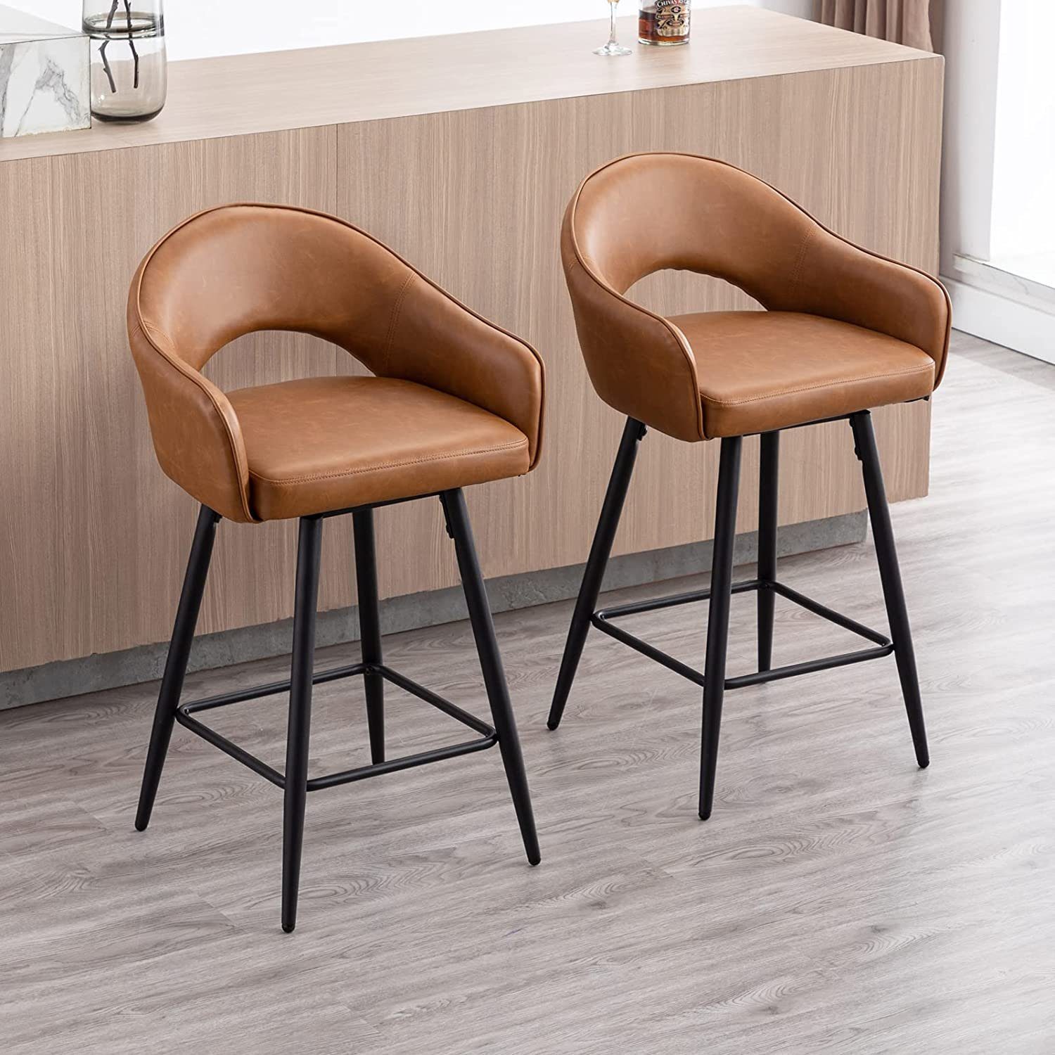Wahson Office Chairs Barhocker Samt 2er Set 360°drehbar Barstuhl