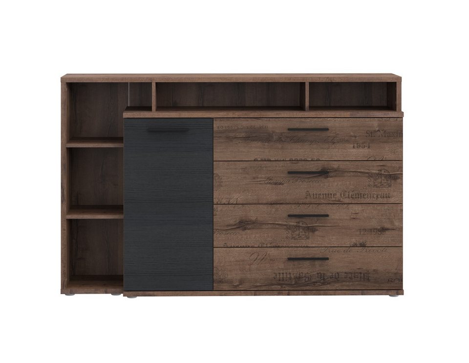 99rooms Kommode Lucky Sideboard Kommode 1 Tür 4 Schubladen Viel