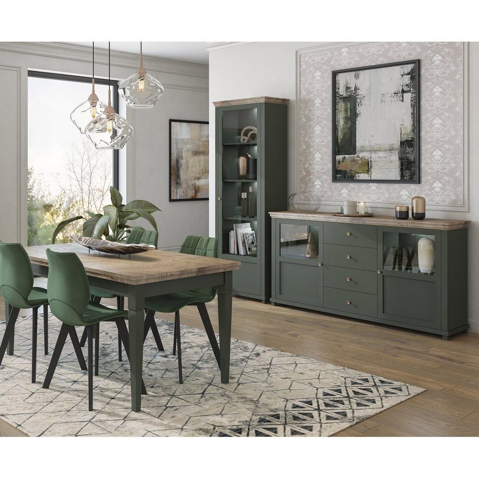 Lomadox Essgruppe Epsom 83 Spar Set Esstisch Mit Vitrinen Im
