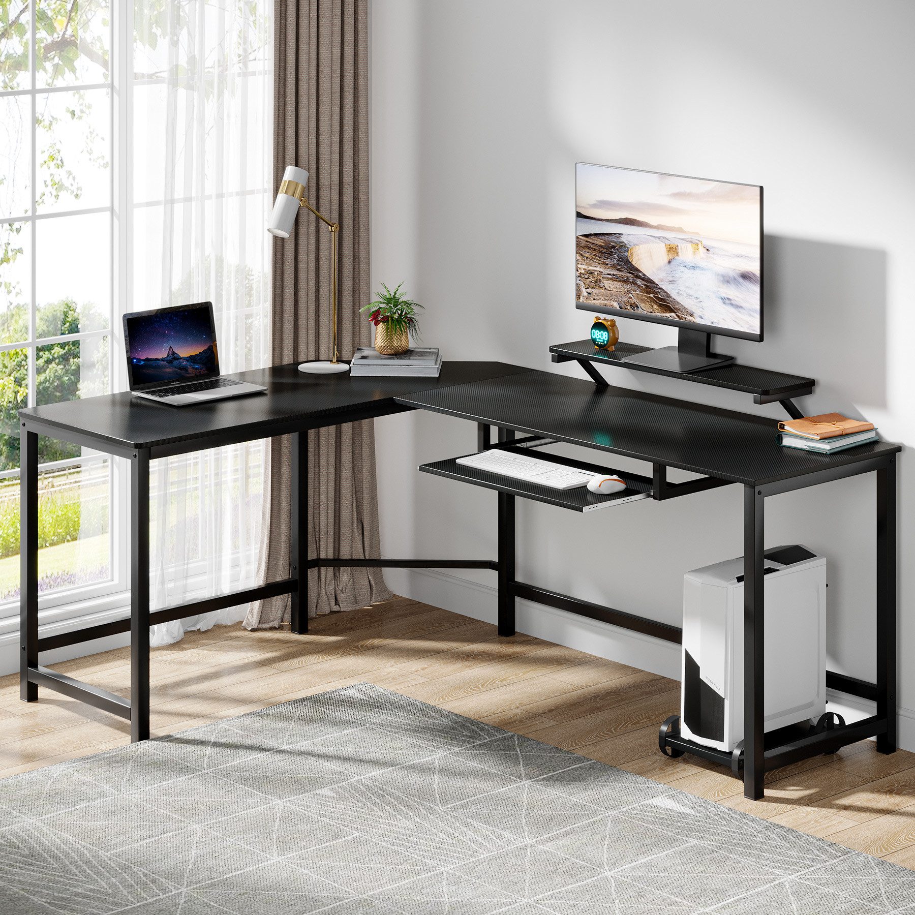 Tribesigns Eckschreibtisch Mit Tastaturablage Monitorständer Regal