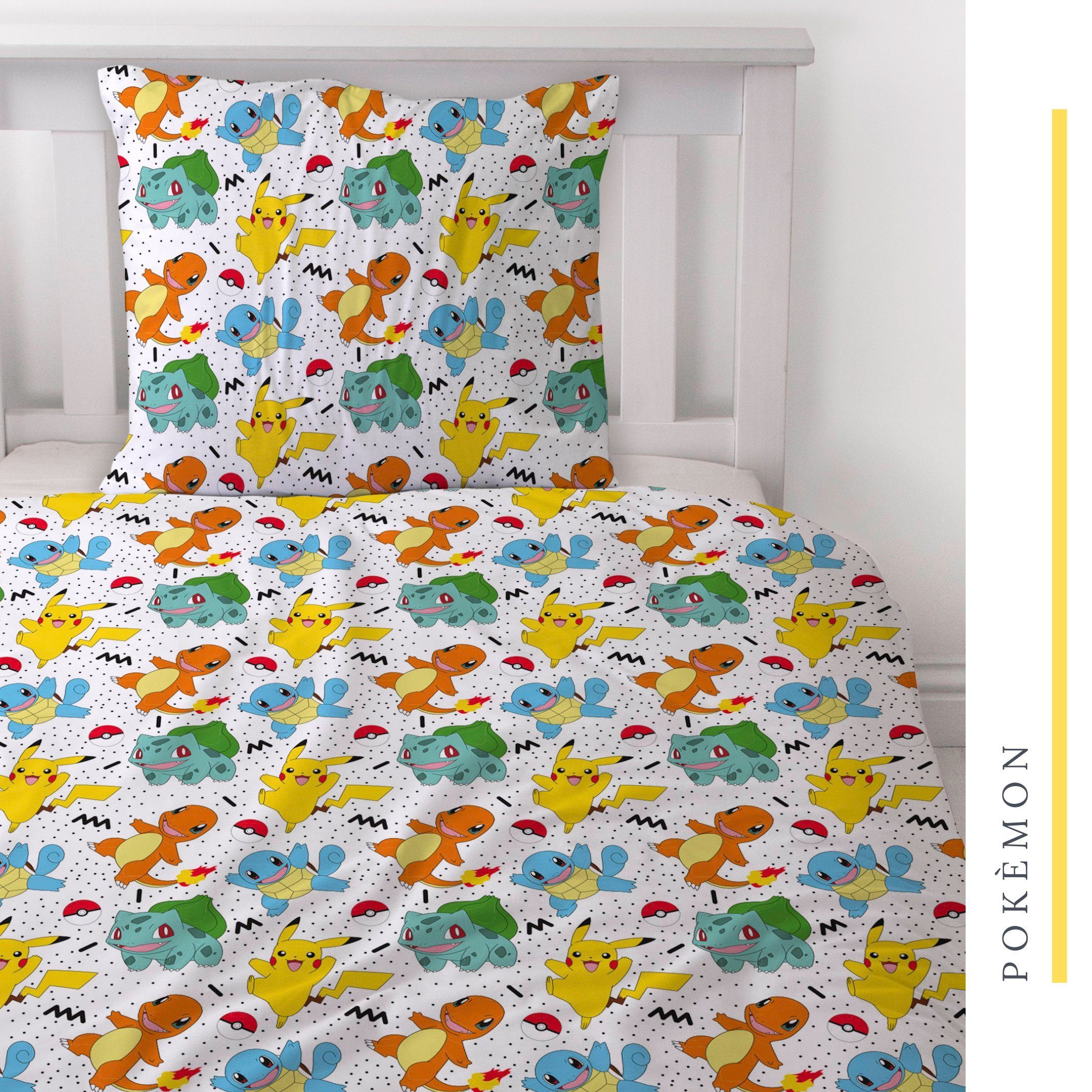 MTOnlinehandel Bettwäsche Pokémon 135x200 + 80x80 cm, 100 % Baumwolle ...