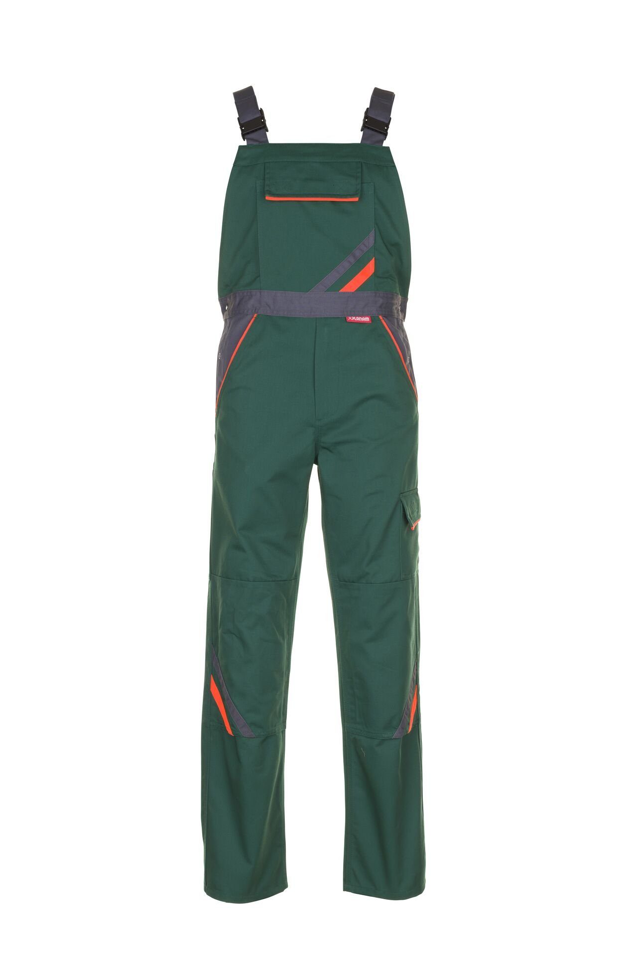 Planam Arbeitslatzhose Latzhose Visline Grünorangeschiefer Größe 68