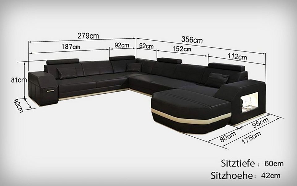 Jvmoebel Ecksofa Leder Eck Sofa Polster Couchen Wohnlandschaft Luxus