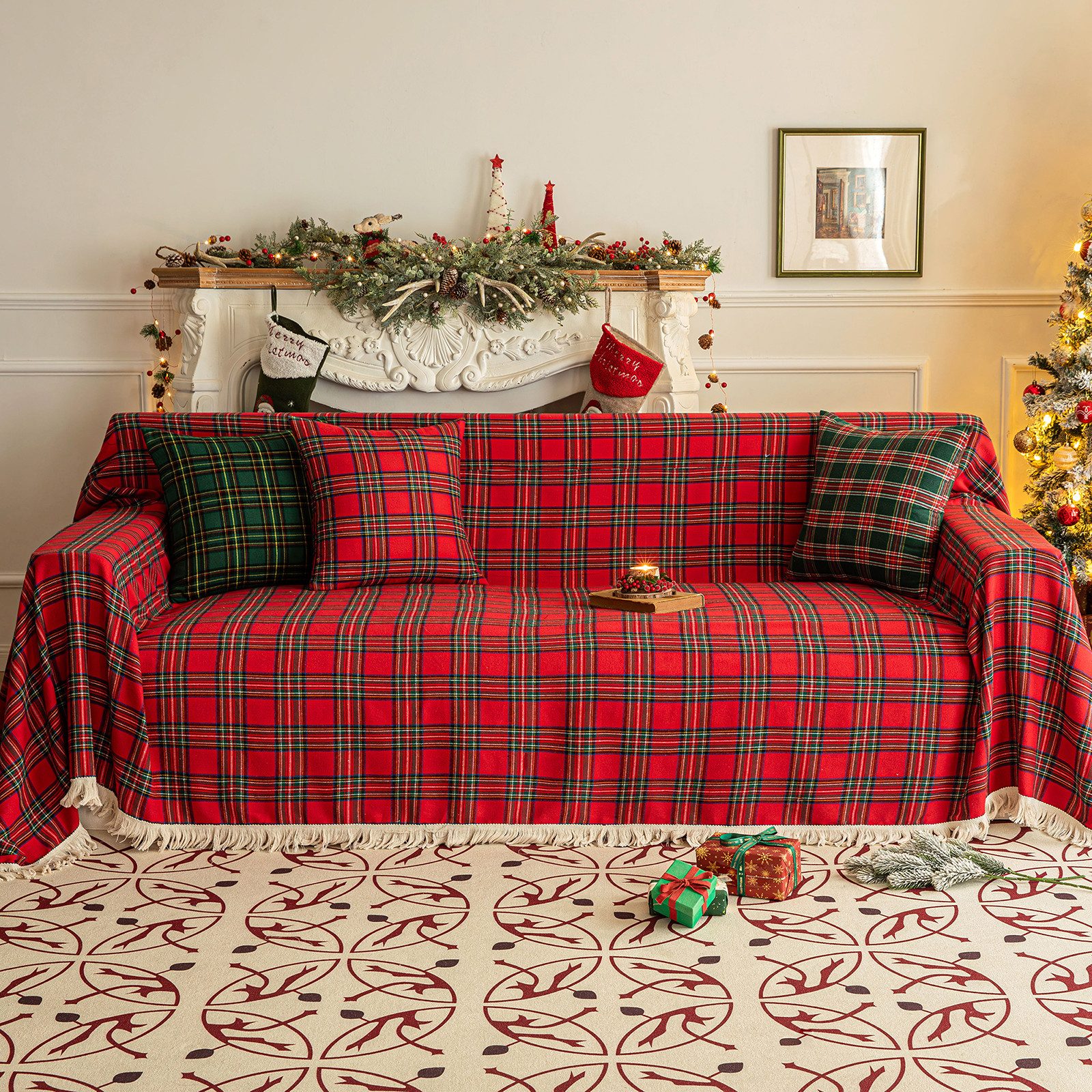 Plaid Sofaüberwurf Waffel Kuscheldecke mit Quasten Plaid Couchdecke, Qelus, 180*230/180*260/180* ...