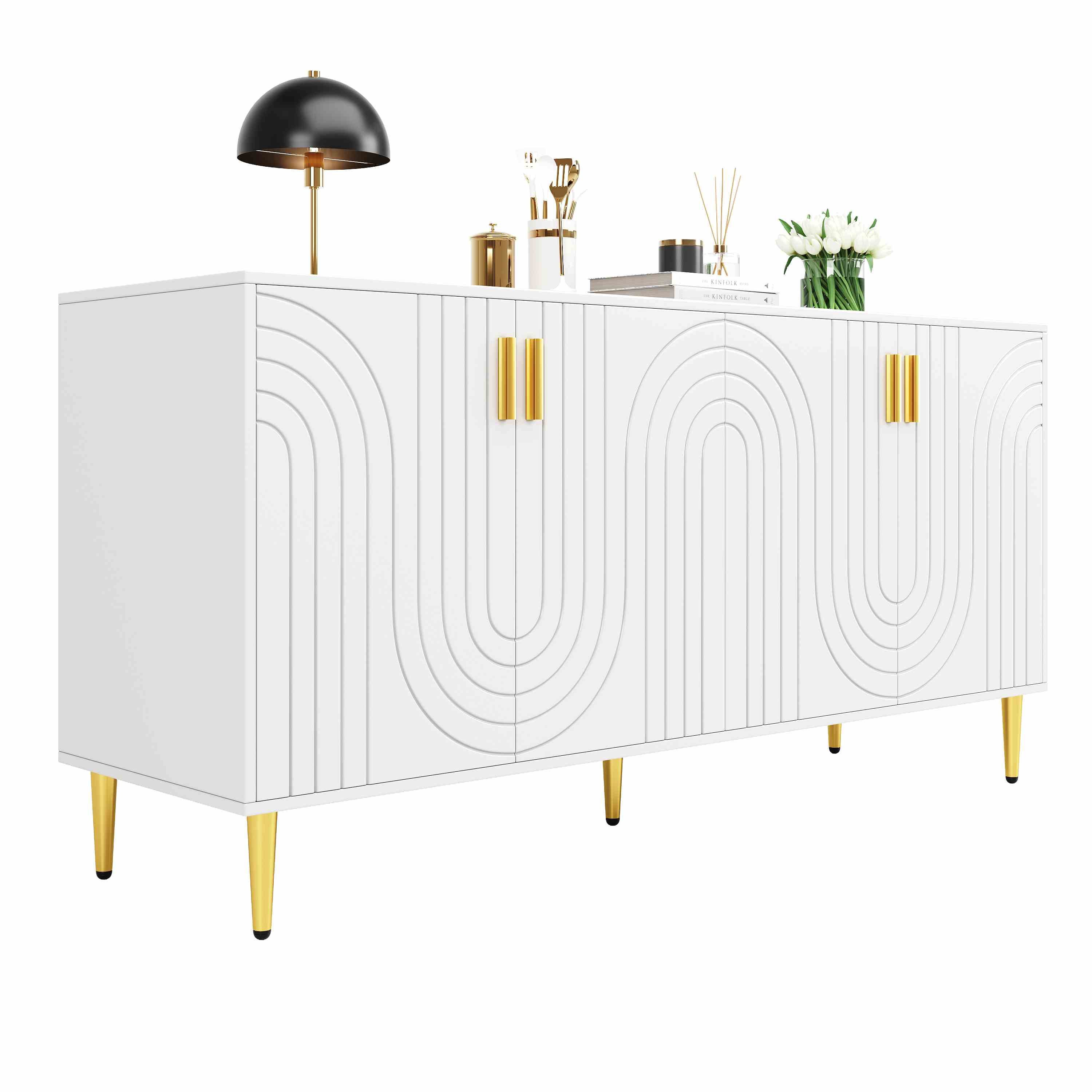 Blingbin Sideboard Buffetschrank Mit Einzigartigem Wellendesign Und
